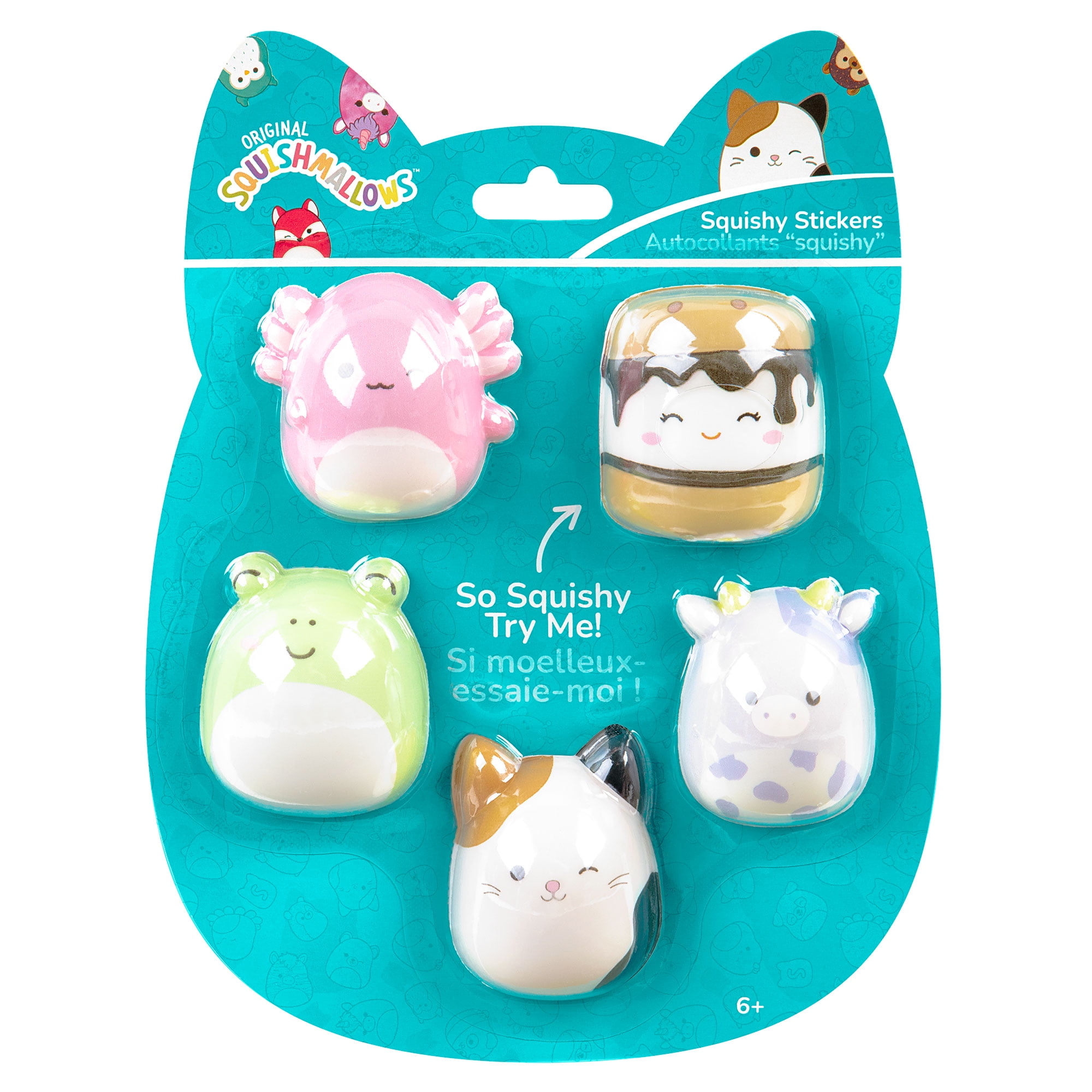 Squishmallows 5 Piece Assorted Squishy Stickers, Multi Color, 1 Pack ...