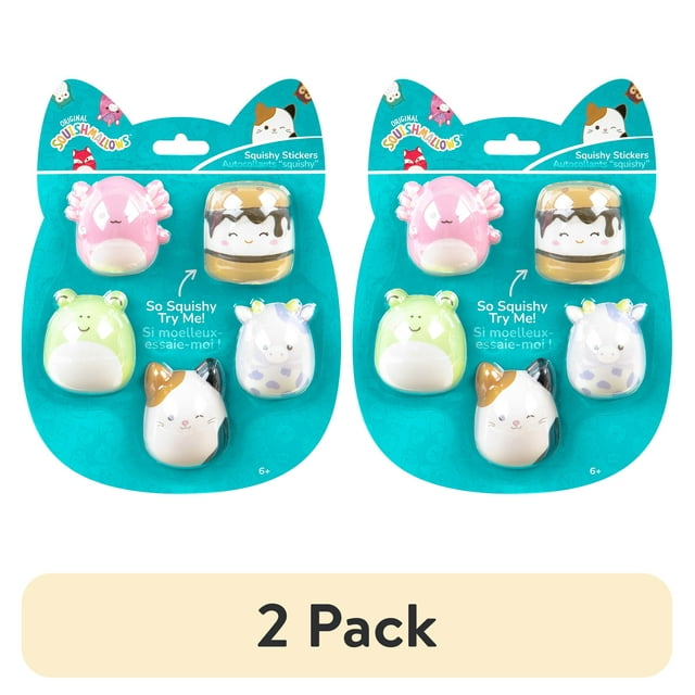 (2 pack) Squishmallows 5 Piece Assorted Squishy Stickers, Multi Color ...