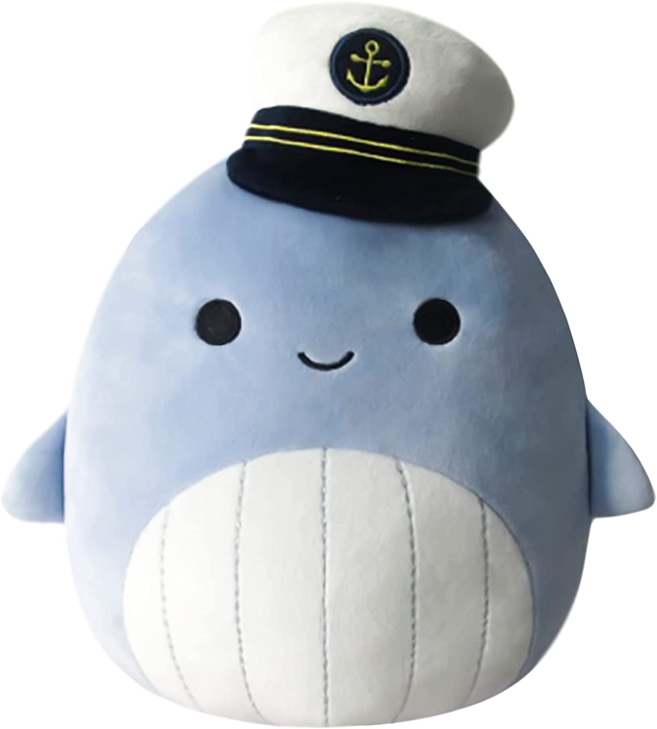 Squishmallows 8-Inch Samir, Sea Life Animal: Blue Whale with Sailor Hat ...