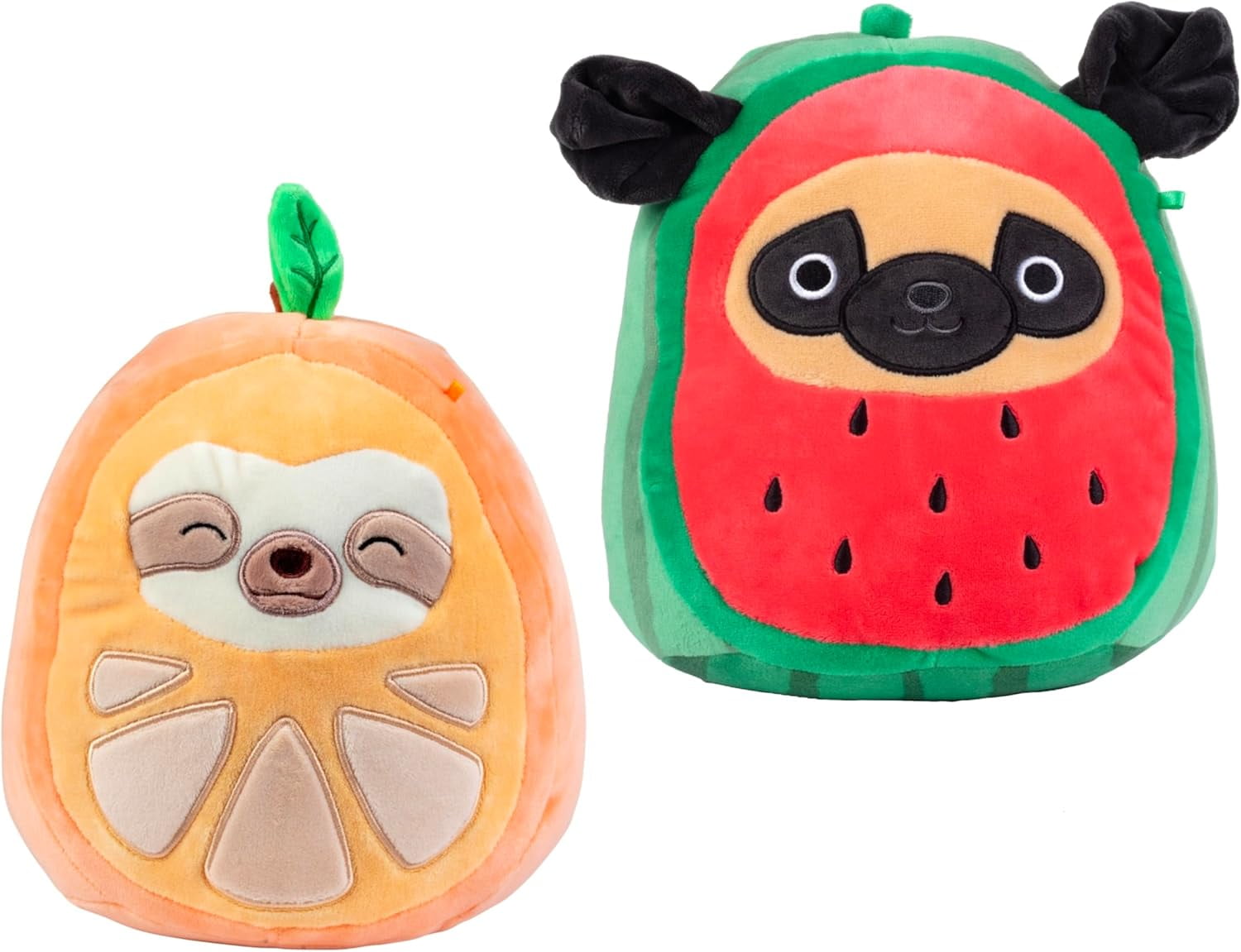 Squishmallows 8" Watermelon Pug & Orange Sloth 2-Pack Plush - Official ...