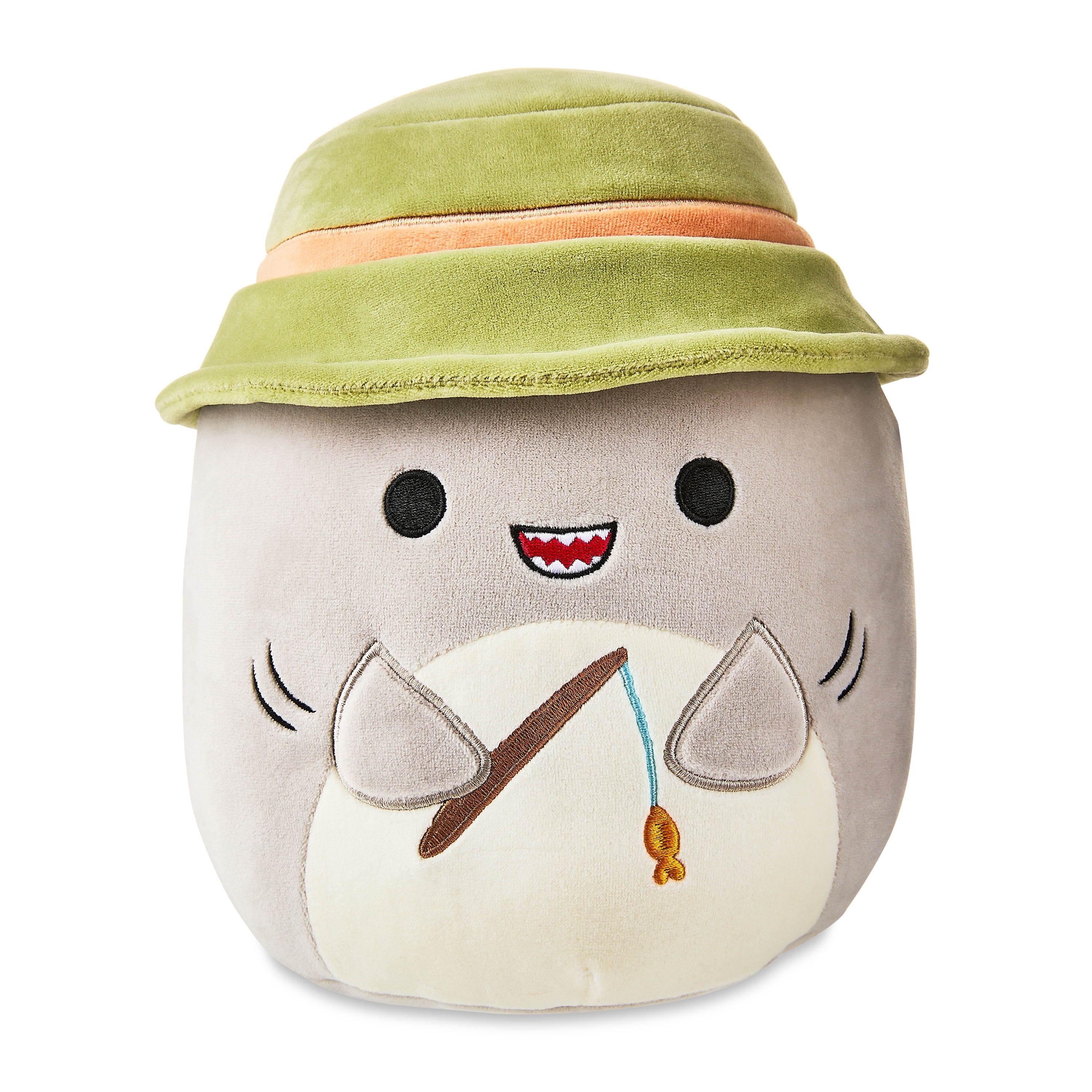 Squishmallows 8 inch Gordon the Grey Shark with Bucket Hat Holding ...
