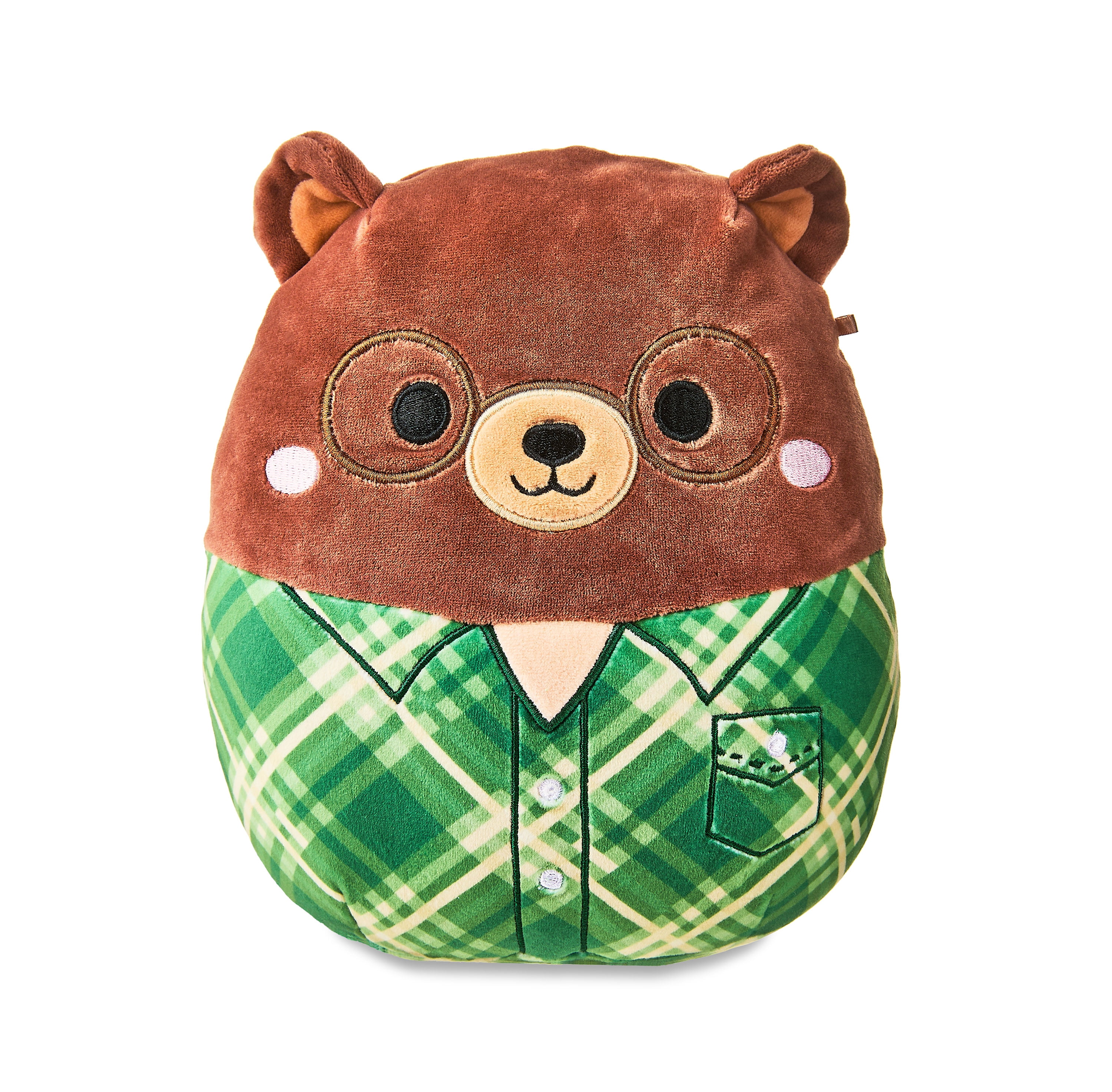 Squishmallows 8 inch Omar the Brown Bear in Green Plaid Shirt - Child's ...