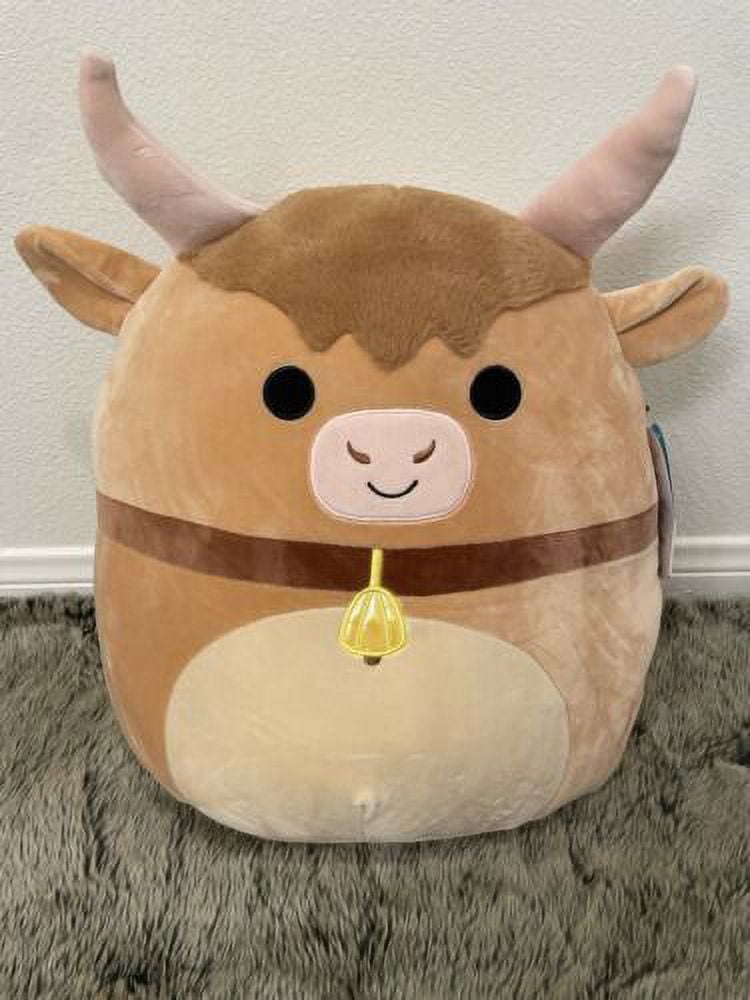 Squishmallows Calton The Bull 16” Brown Cow with Bell Kellytoy ...