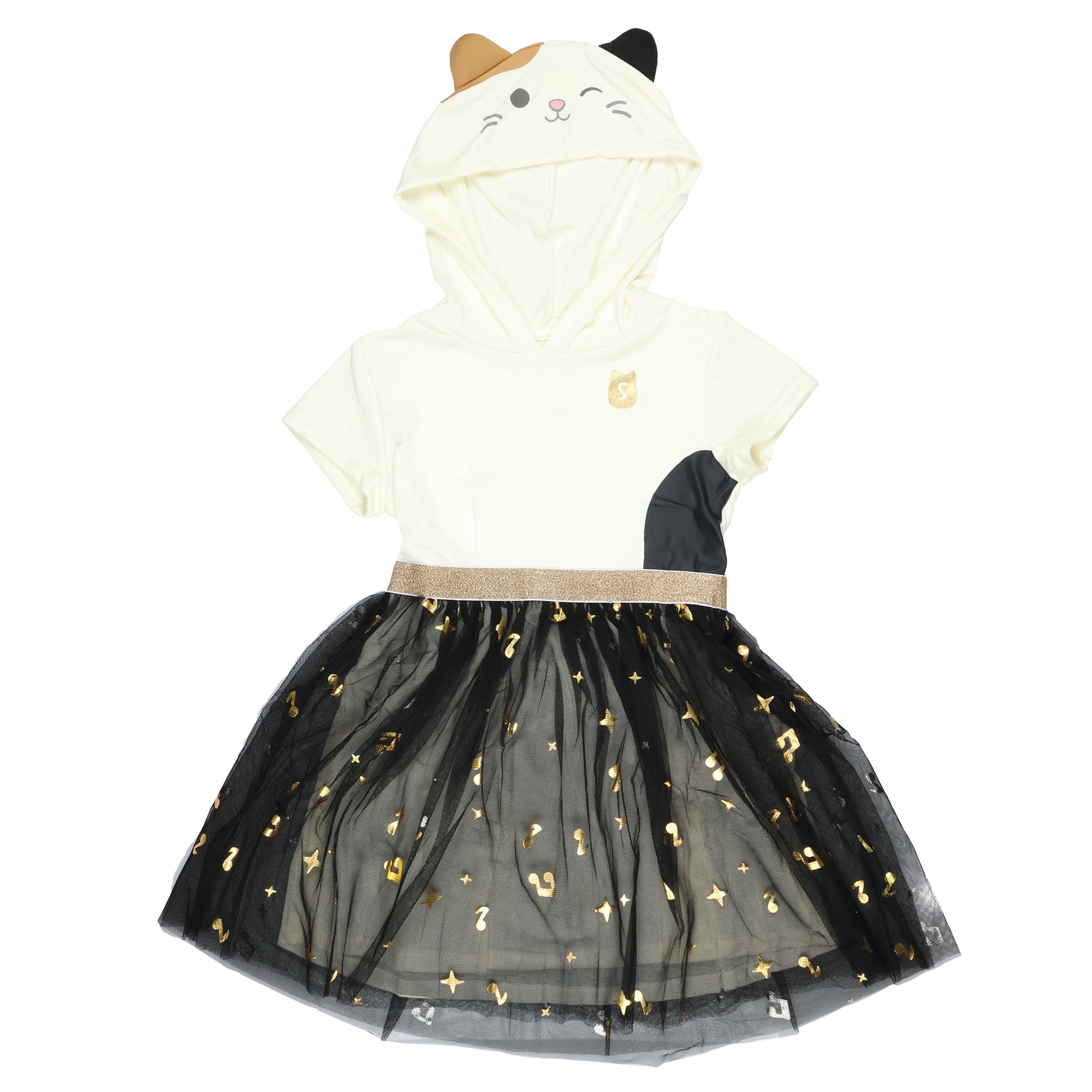Squishmallows Cam The Cat Girls' Short Sleeve Hooded Tulle Skirt ...