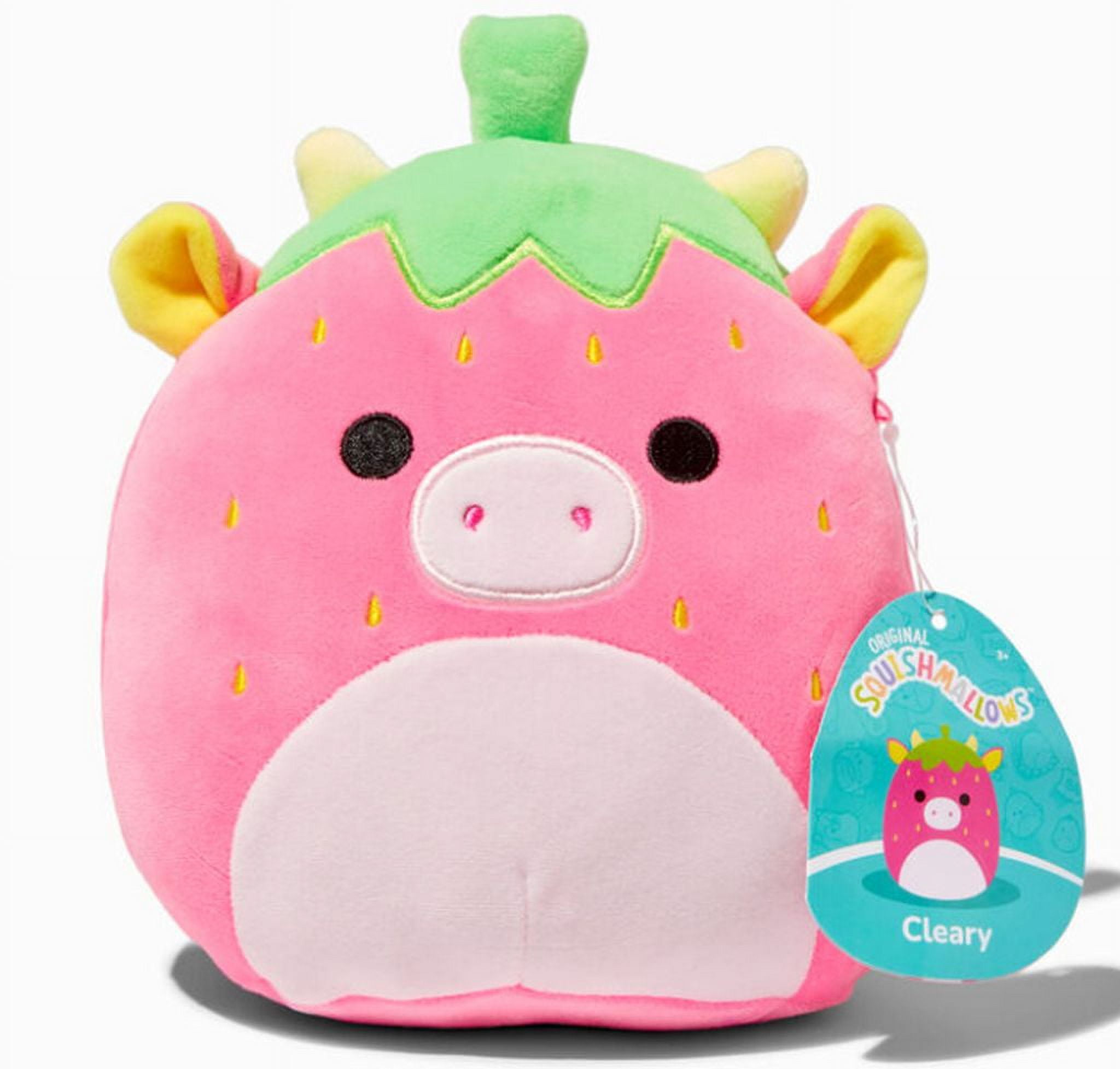 Fluffy Squishmallows Cleary, The Strawberry Cow, 8 Inch Plush Stuffed ...
