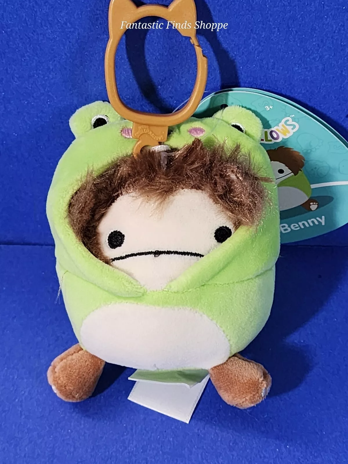 Squishmallows Epic Collection Benny the Bigfoot in Frog Costume Clip-On ...
