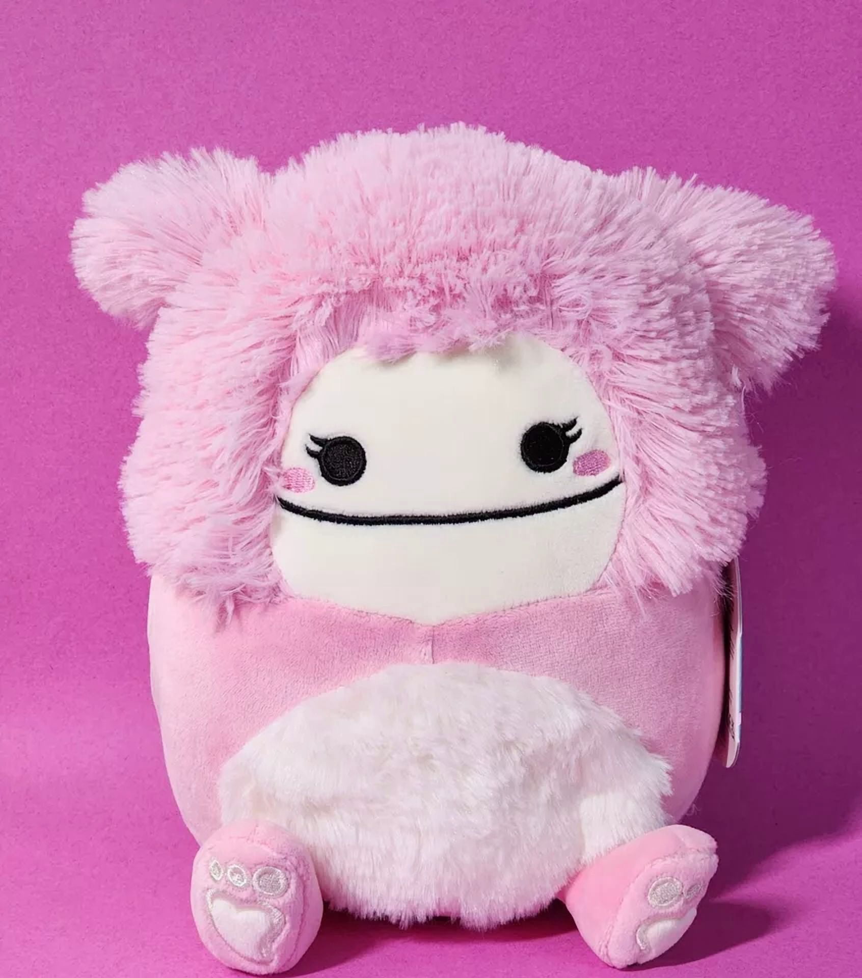 Squishmallows Fuzzy Belly Squad Brina the Pink Bigfoot Yeti Sasquatch 7 ...