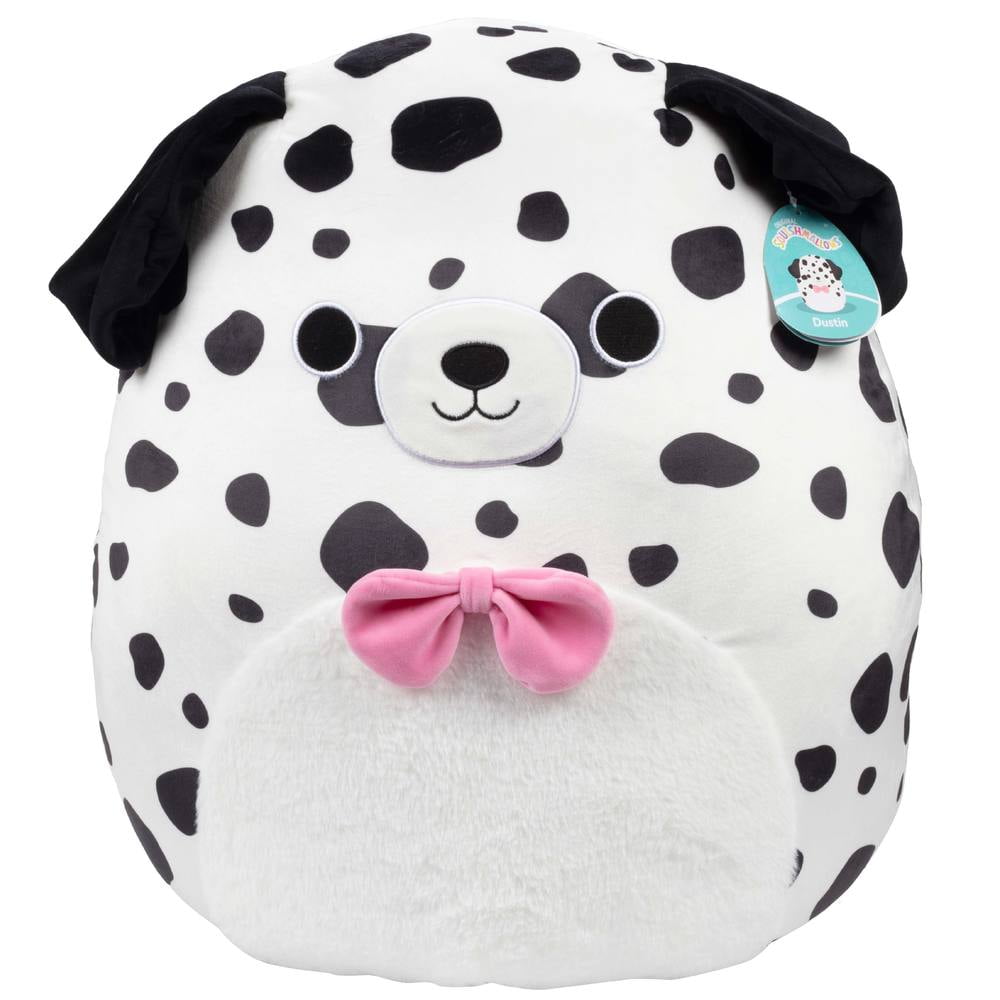 Squishmallows Jumbo 20" Dustin the White Dalmatian Dog with Pink Bowtie ...