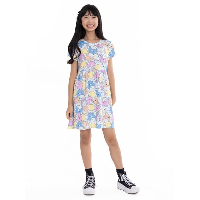 Squishmallows Girls Dress with Short Sleeves, Sizes XS-L - Walmart.com