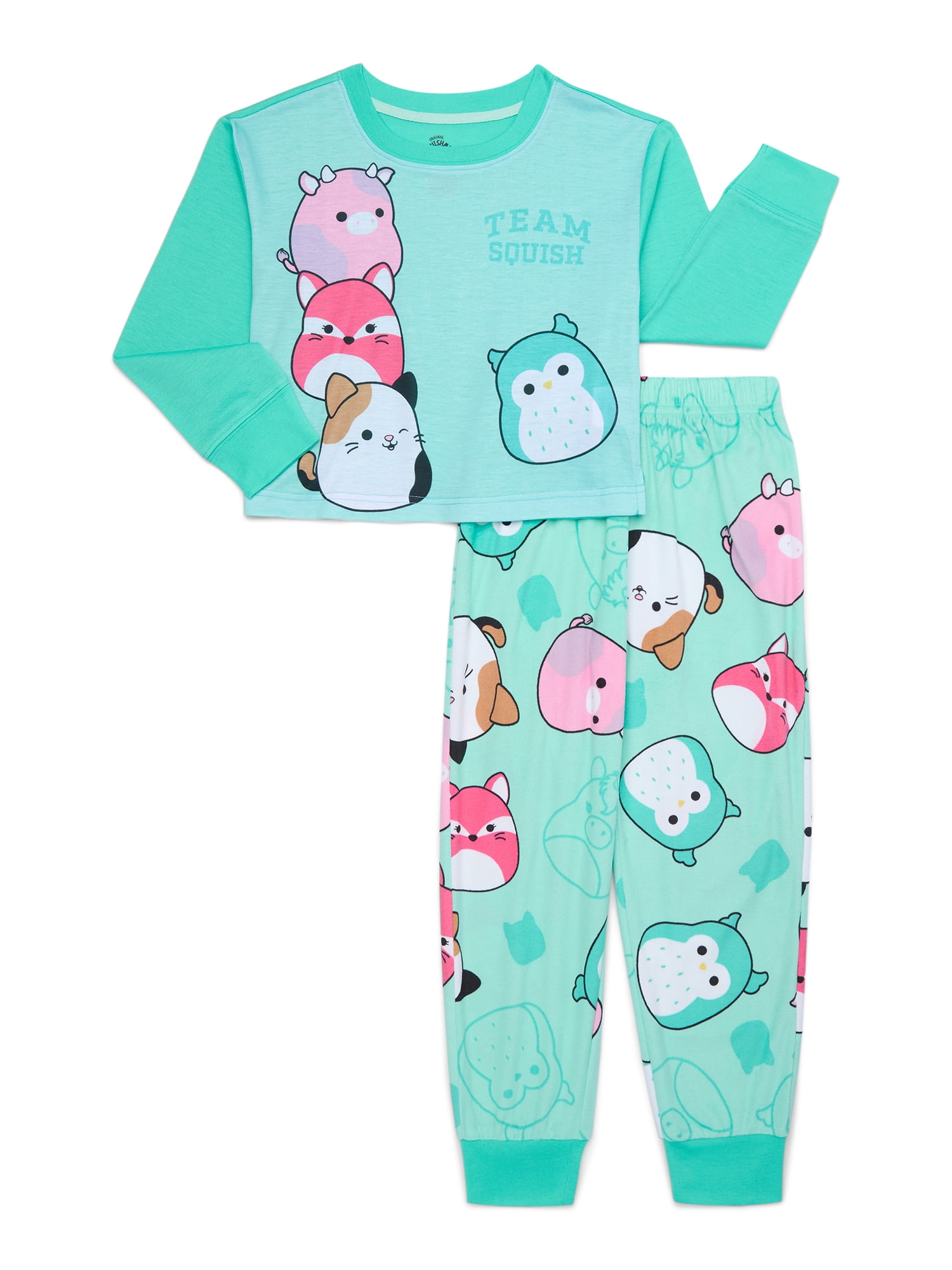 Squishmallows Girls Long Sleeve Top and Pants Pajama Set, 2-Piece ...