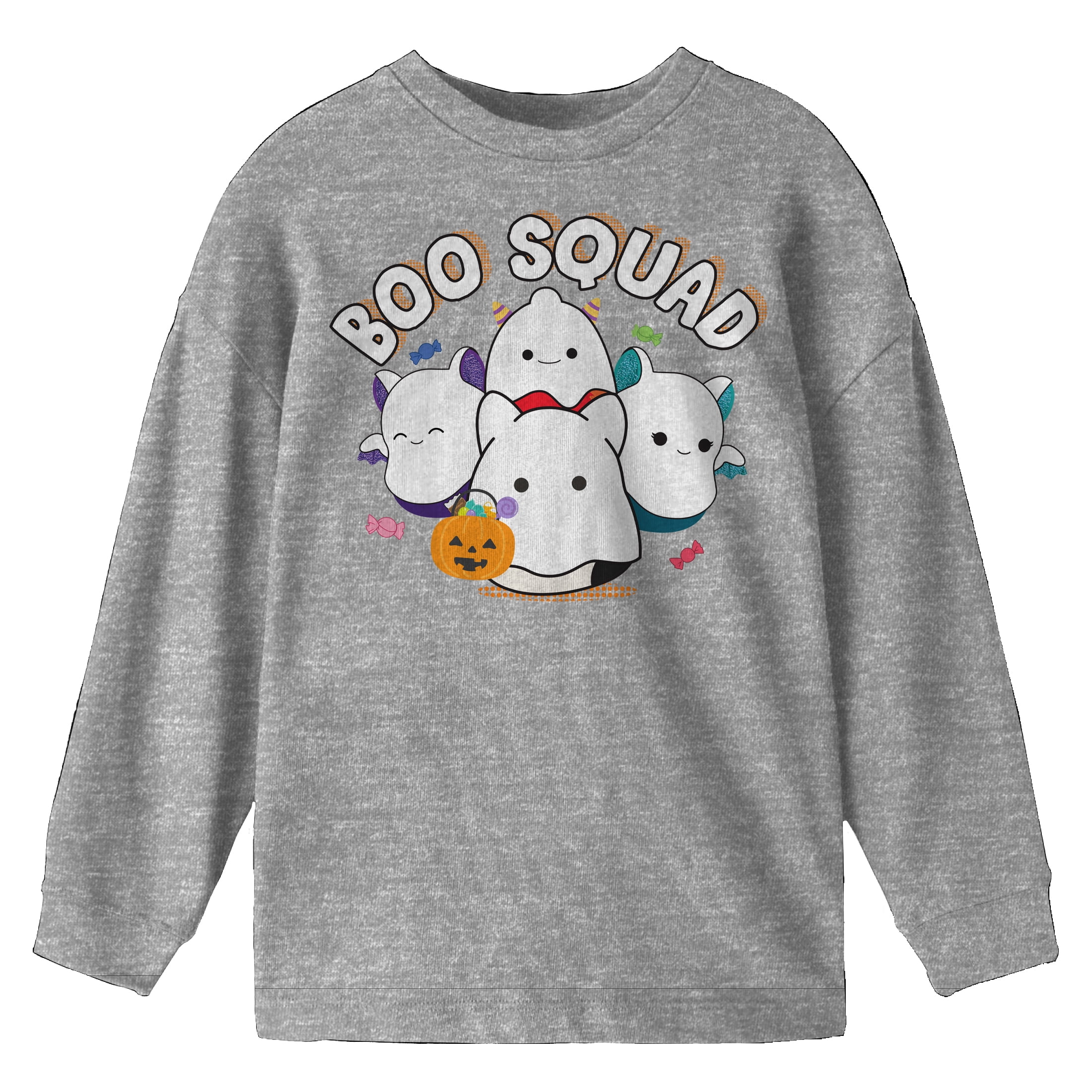Squishmallows Halloween Boo Squad Youth Heather Gray Long Sleeve Tee ...