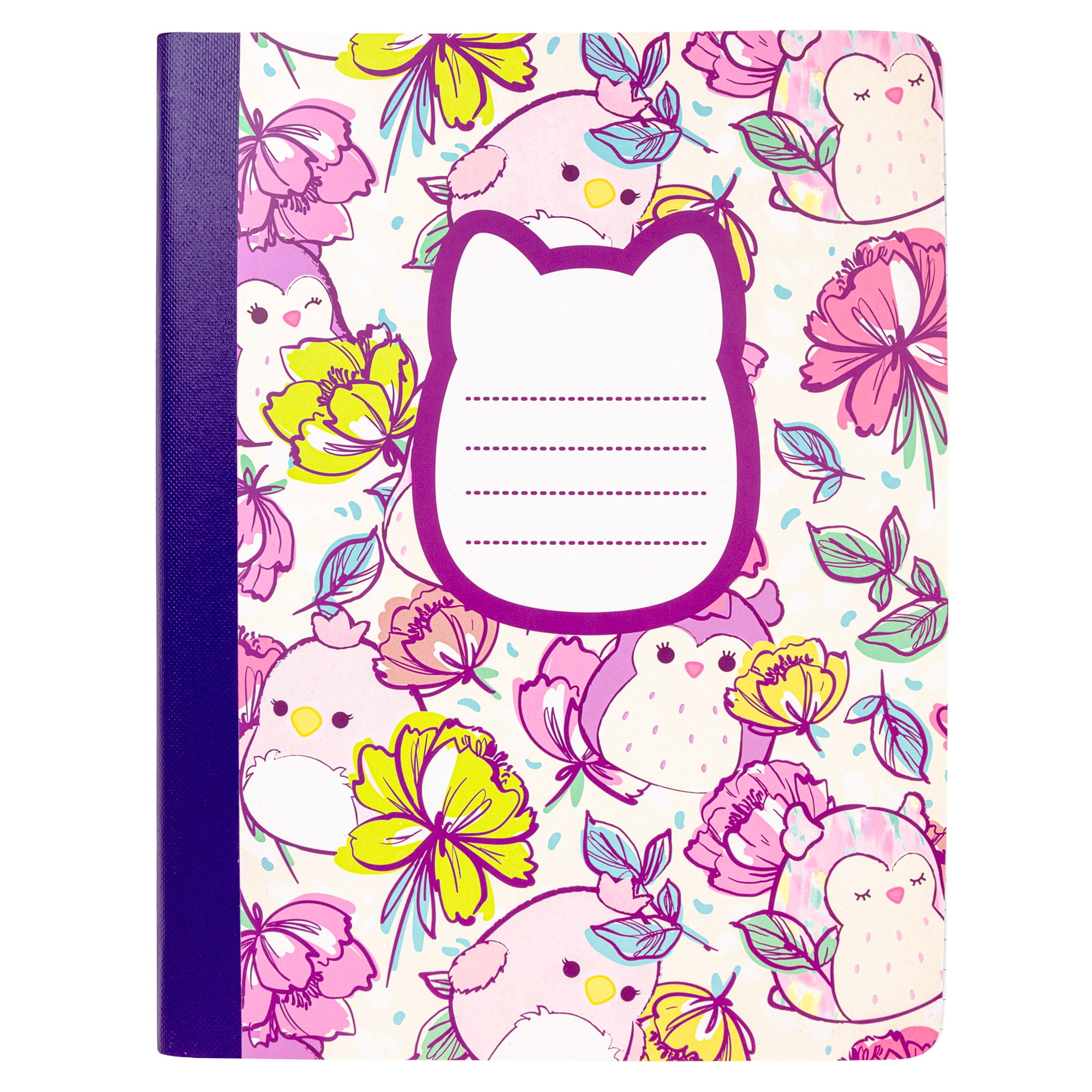 Squishmallows Holly The Owl Purple Floral College Ruled Composition ...