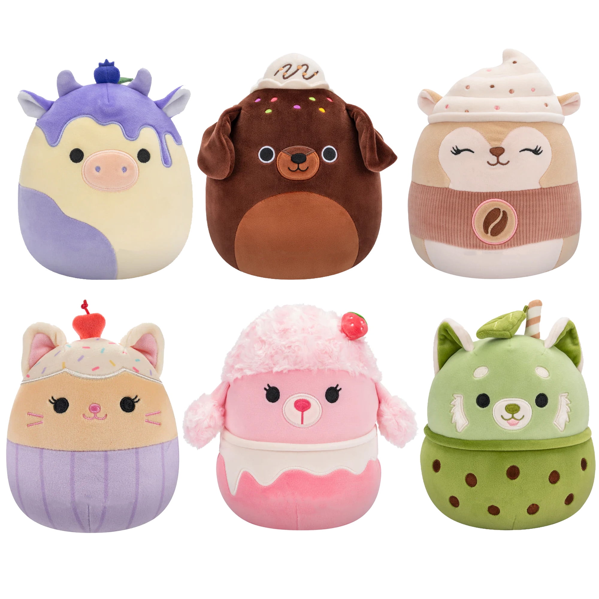 Squishmallows Hybrid Sweets 5" Stuffed Plushies Set of 6 Cat, Cow, Red ...