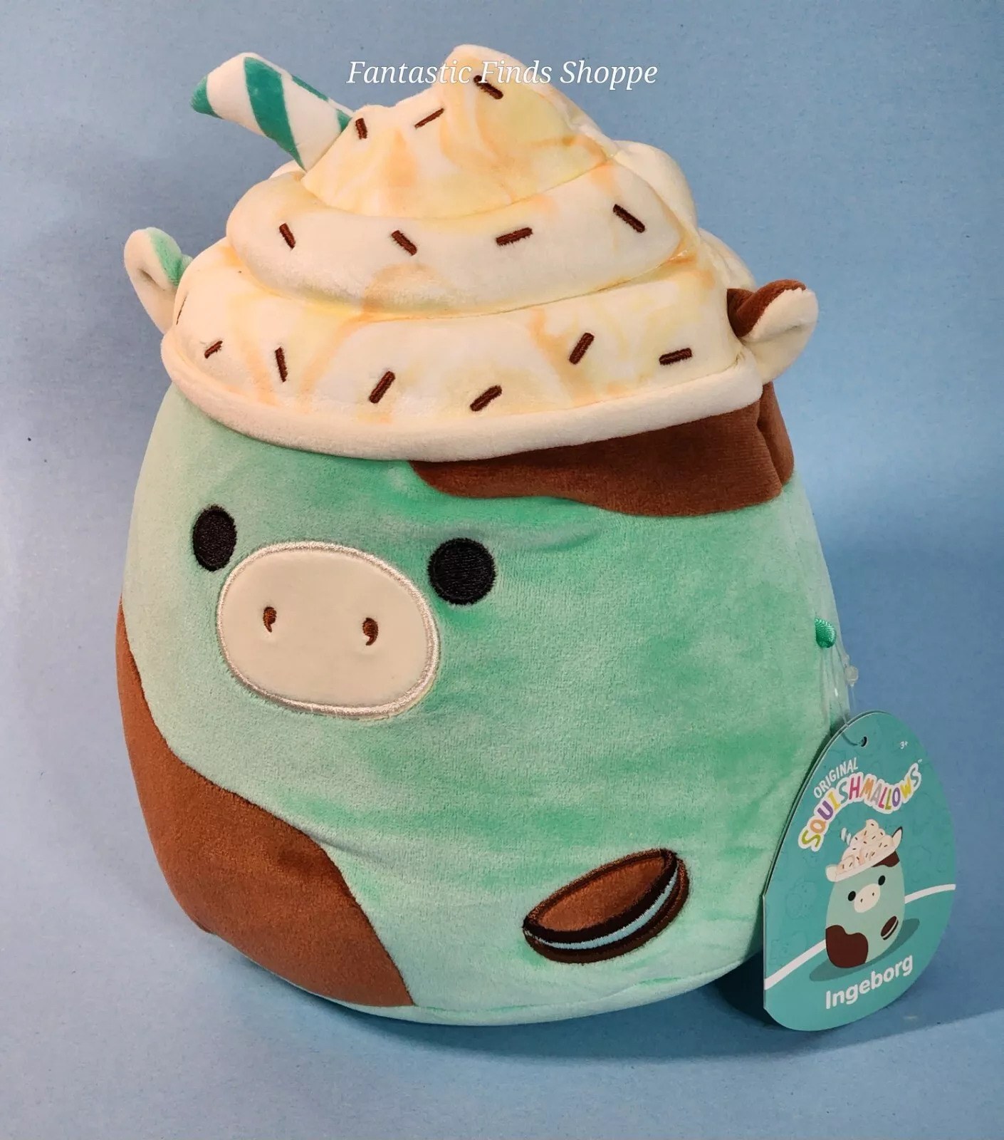 Squishmallows Ingeborg the Thin Mint Milkshake Cow 8" NWT Food Hybrid ...