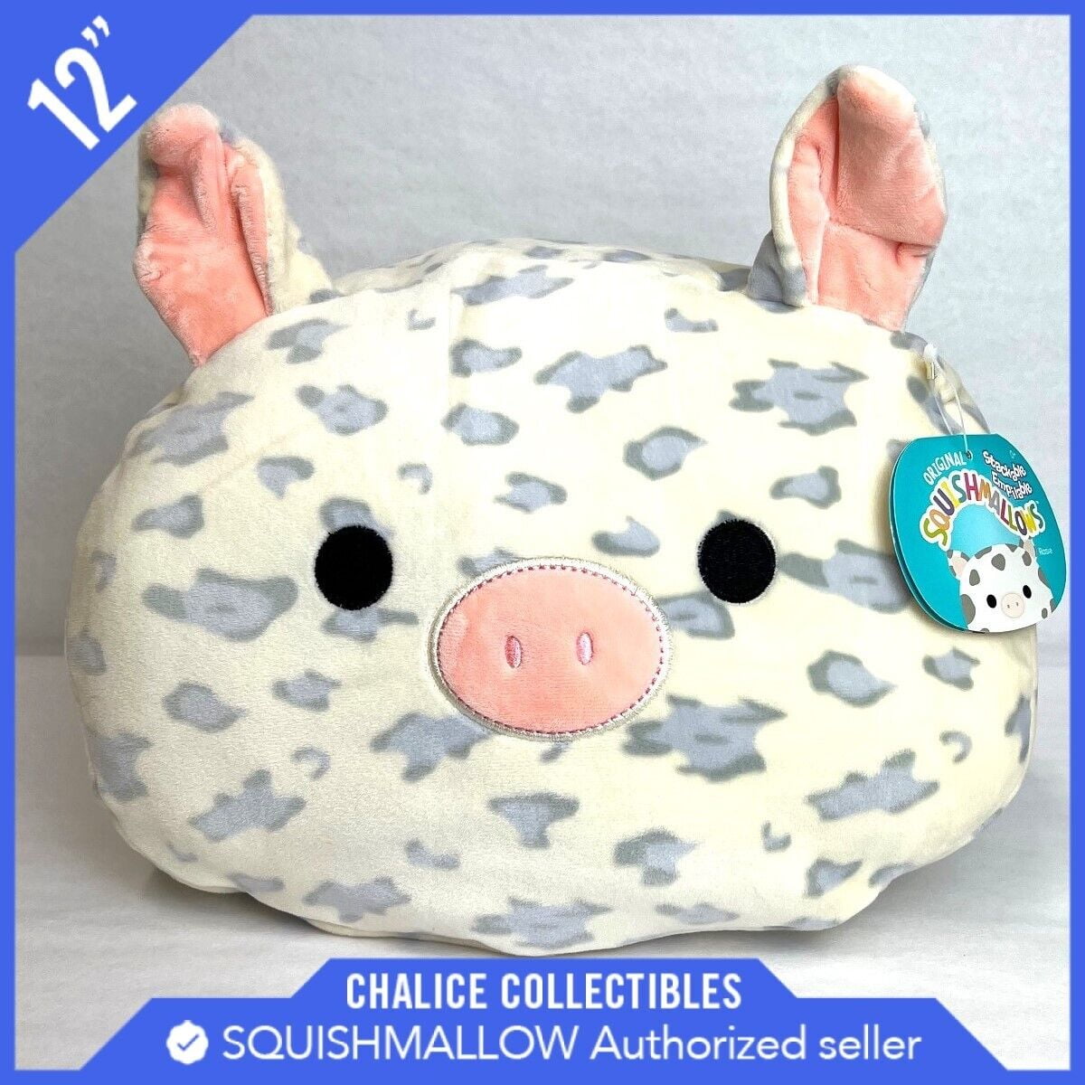 Squishmallows Kellytoy Easter Plush Stackable Rosie the Spotted Pig 12 ...