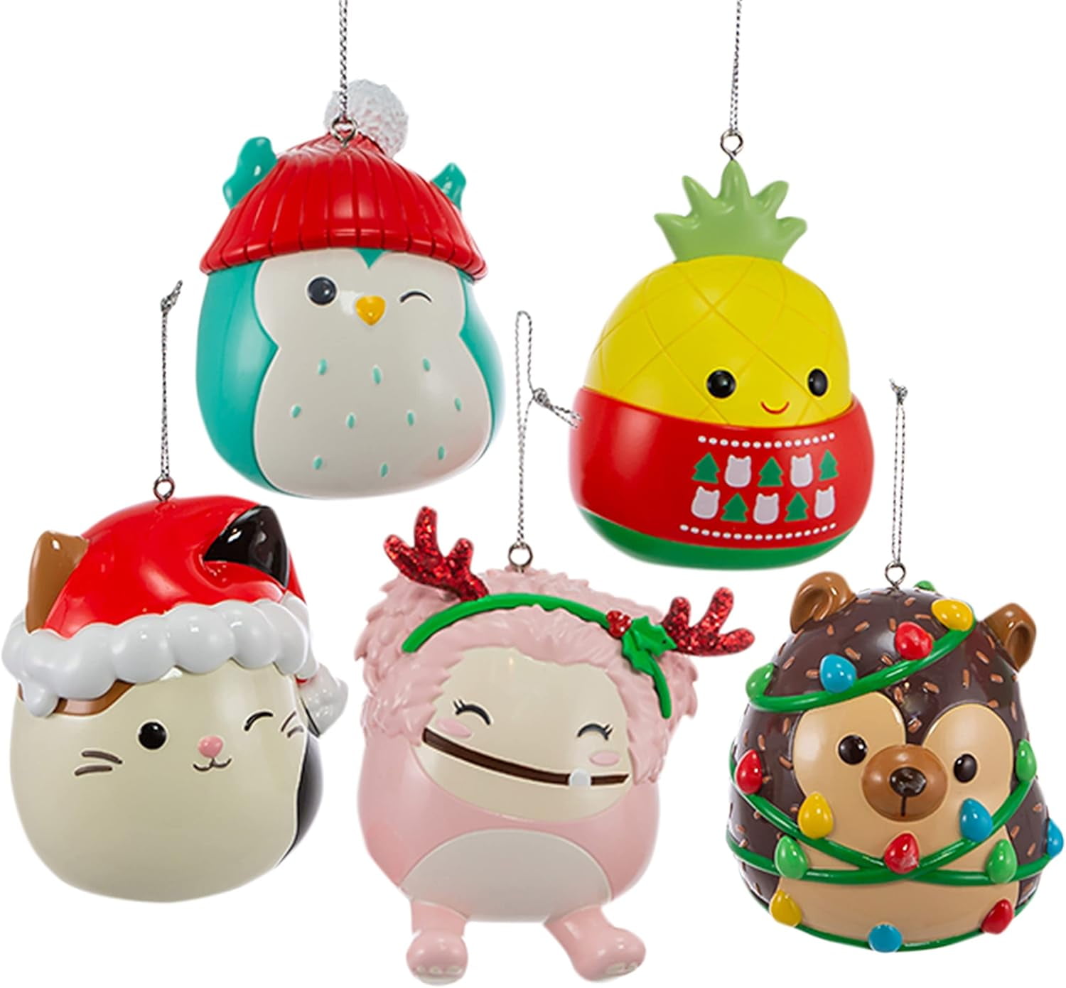 Squishmallows Kurt Adler Christmas Ornament (Pack of 5) Set - Five ...