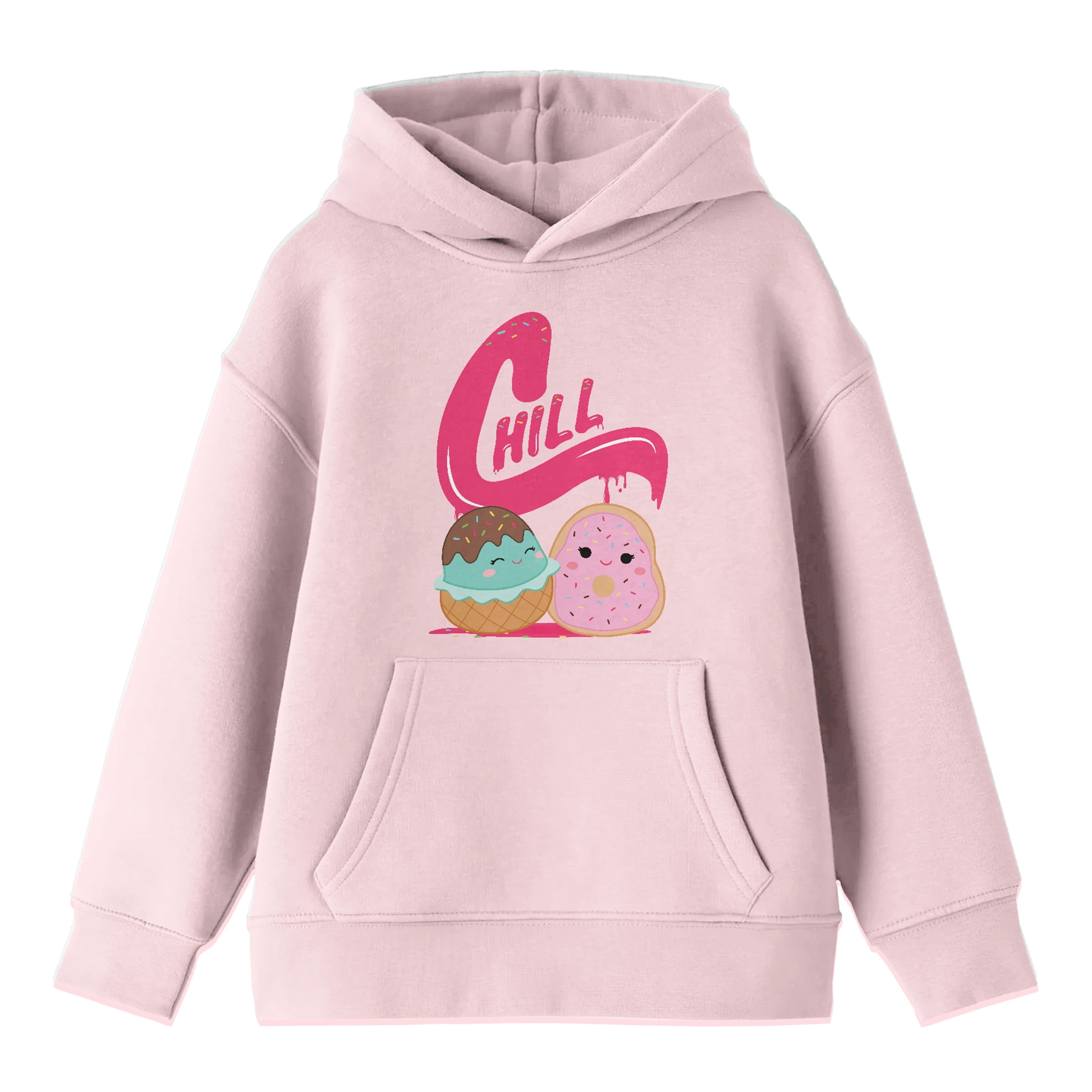 Squishmallows May & Dabria Chill Girl's Cradle Pink Long Sleeve Hooded Sweatshirt-8 - Walmart.com