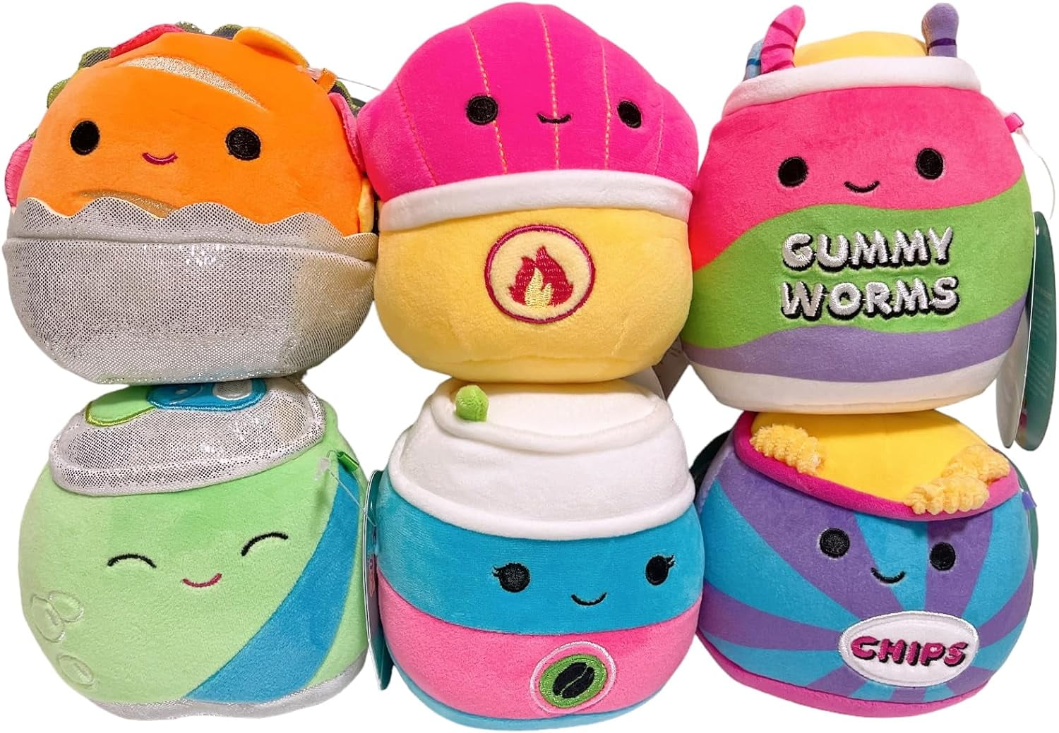 Squishmallows Neon Food Squad 5" Soda Candy Fries Mini Plush Dolls (Set ...