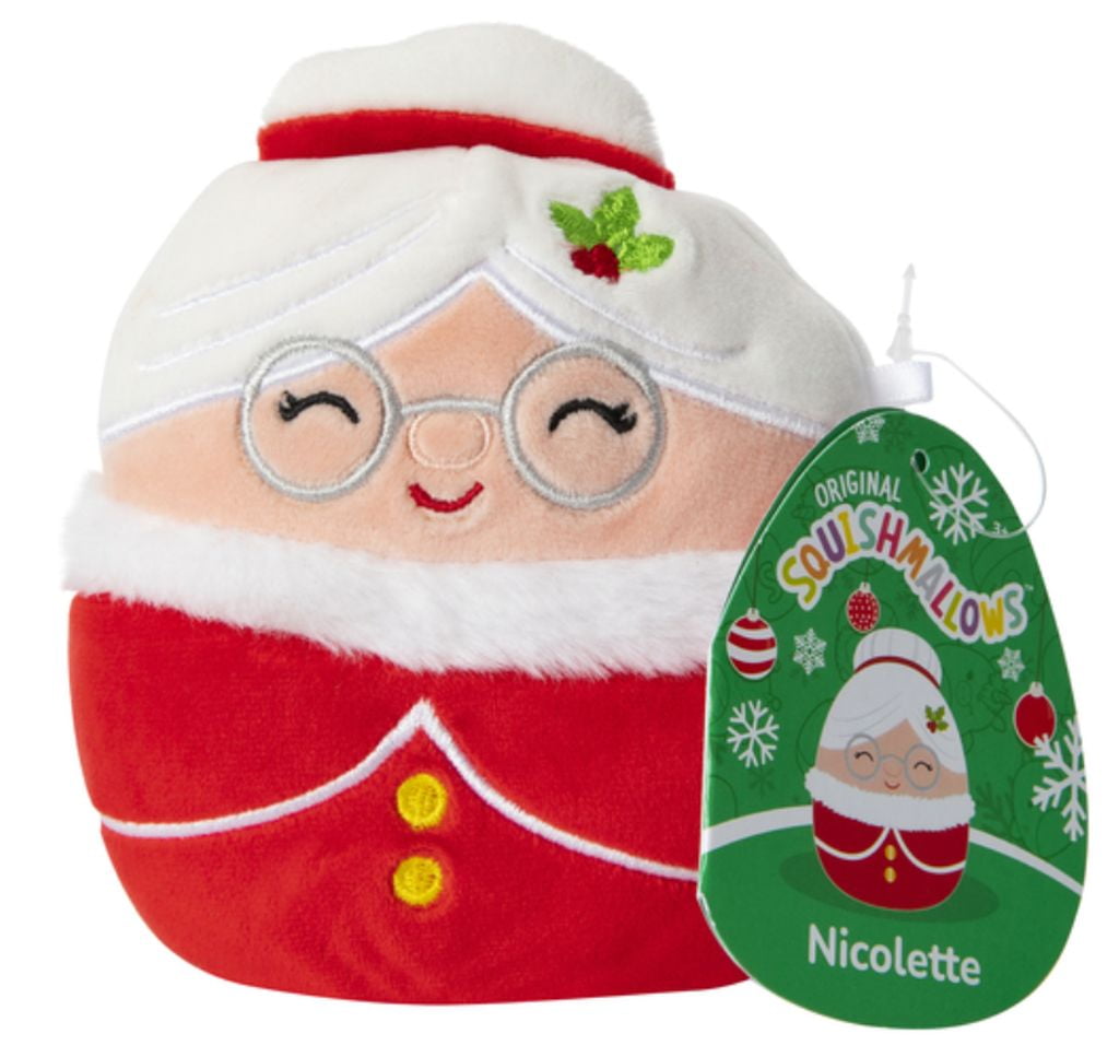 Squishmallows Christmas Squishy Toy, Nicolette Mrs. Claus Plush, 4.5 ...