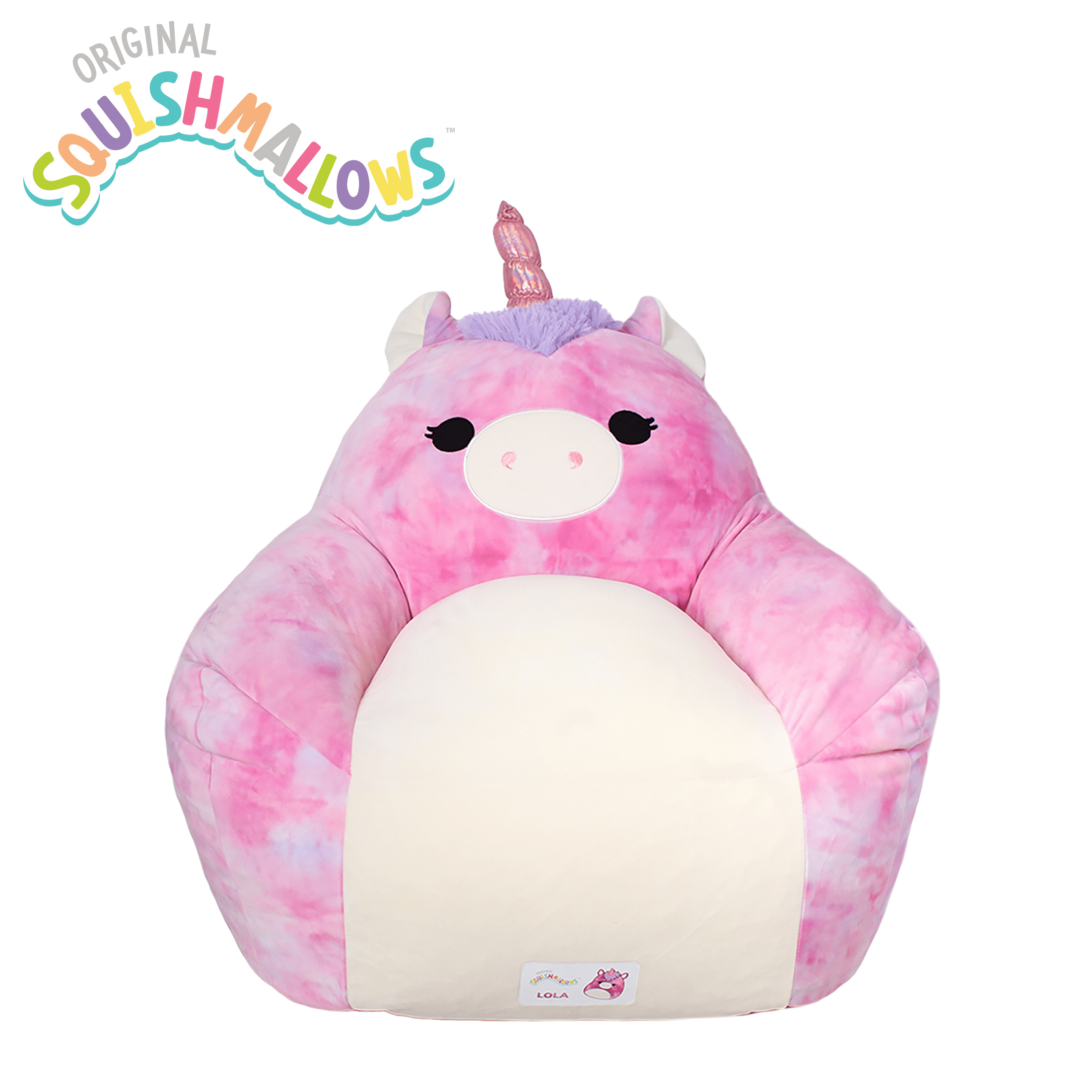 Squishmallows Official Lola Bean Bag Chair - 30 in Wide Kids Squishy Soft Chair, Purple ...