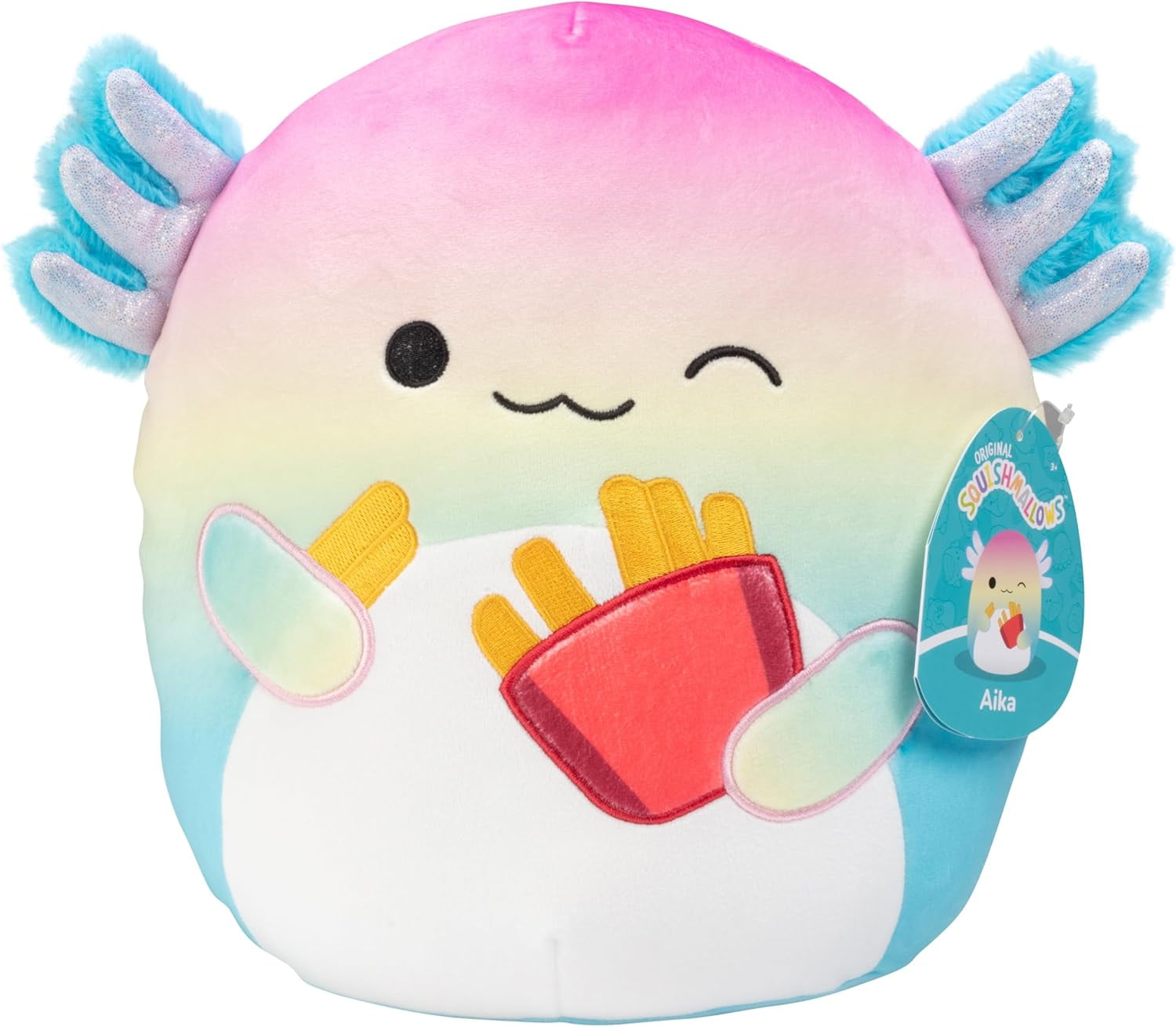 "Kellytoy 10"" Squishmallows Aika Rainbow Axolotl Plush - Soft Stuffed ...