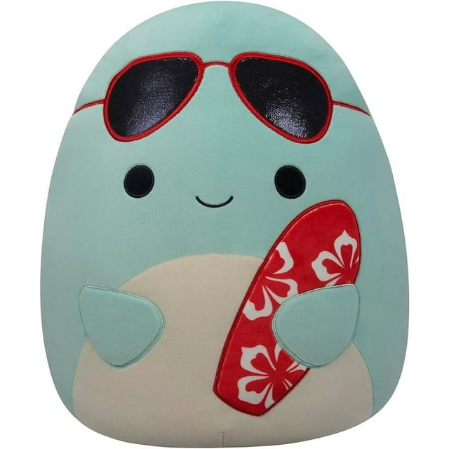 Squishmallows Original 14-Inch Perry Teal Dolphin with Red Surfboard ...