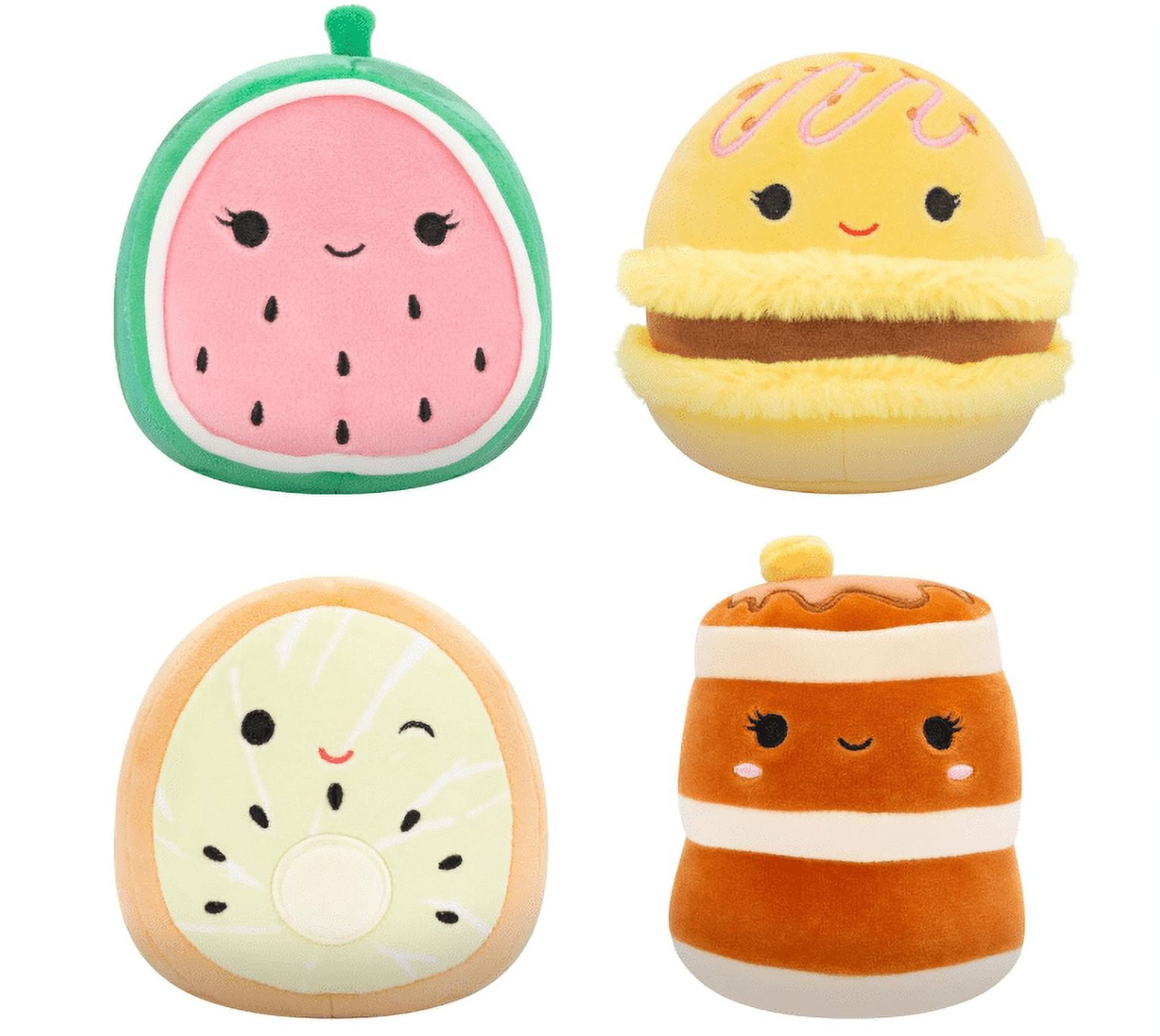 Squishmallows Original 5-Inch Food 4-Pack – Kachina Kiwi, Rayen Pancakes, Visconti Lemon Macaron ...