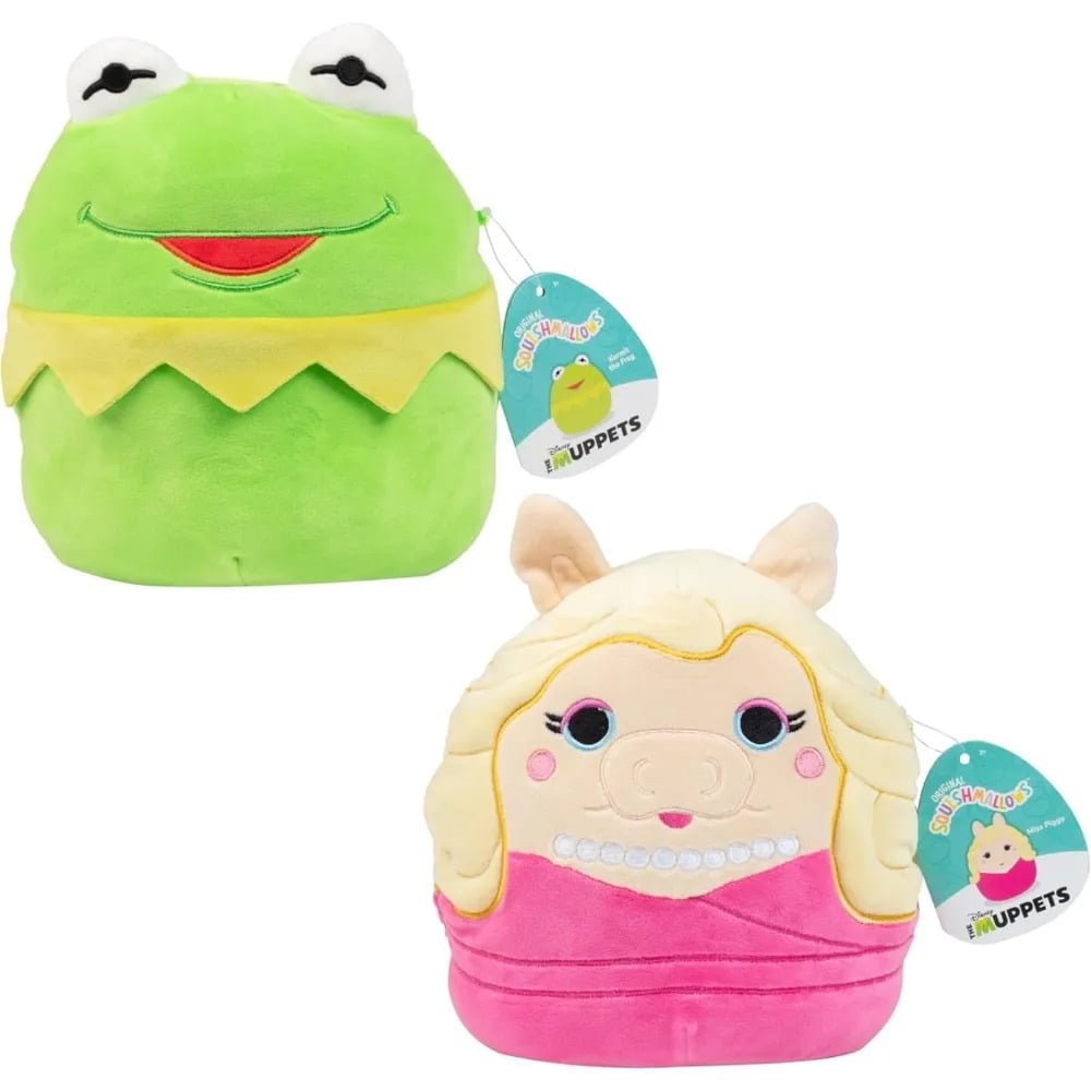 Squishmallows Original 8-Inch Kermit & Miss Piggy Set - The Muppets ...