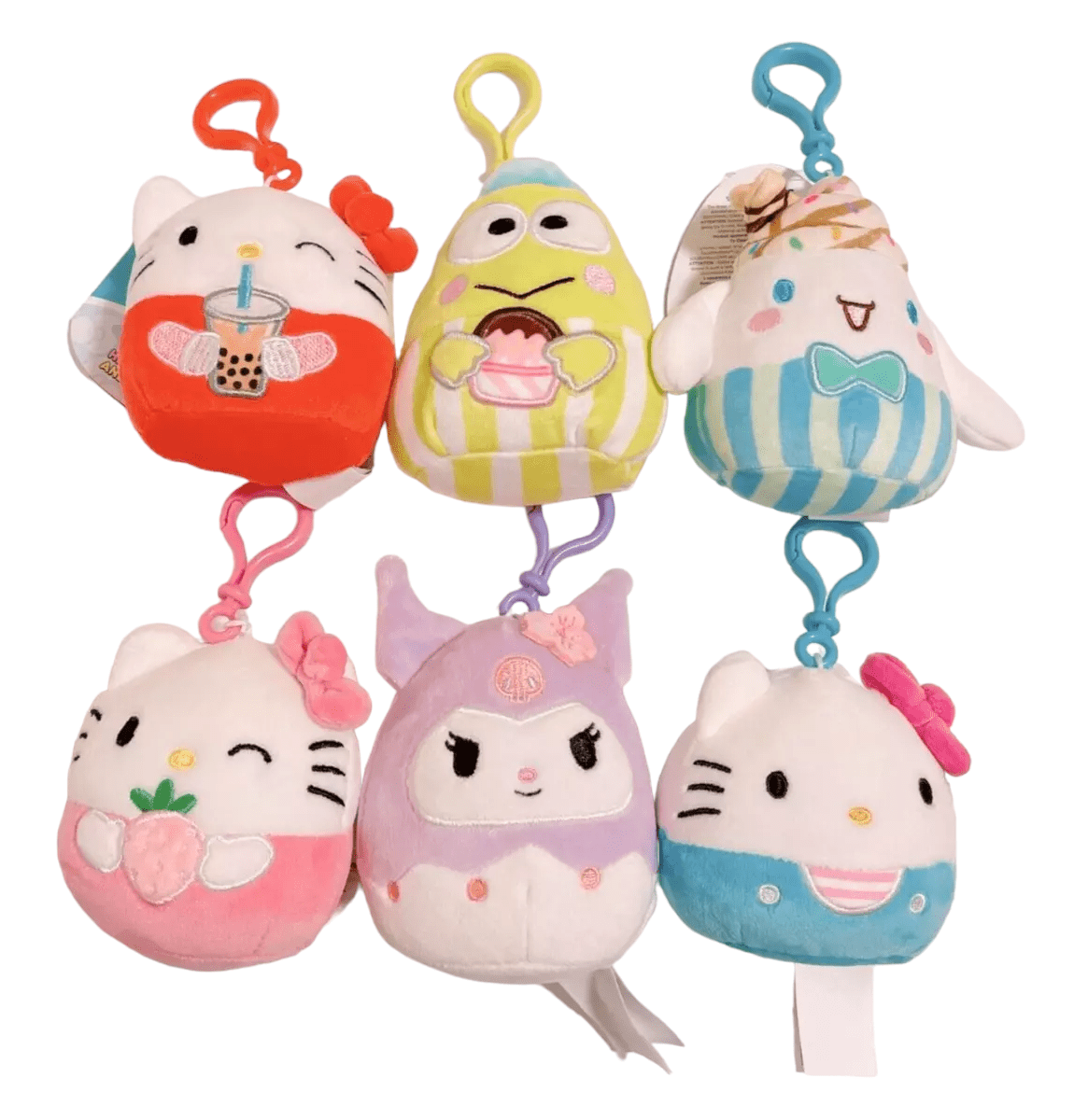 Squishmallows Sanrio Hello Kitty and Friends Set of 6 Mini 3.5 Clip Ons ...