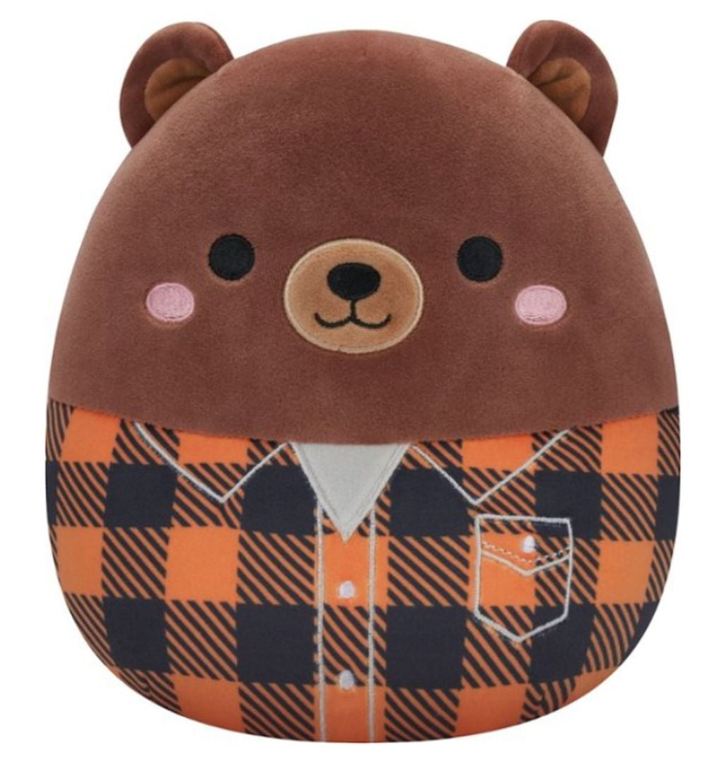 "Squishmallows 16"" Omar Plush - Harvest Squad Brown Bear in Jacket ...
