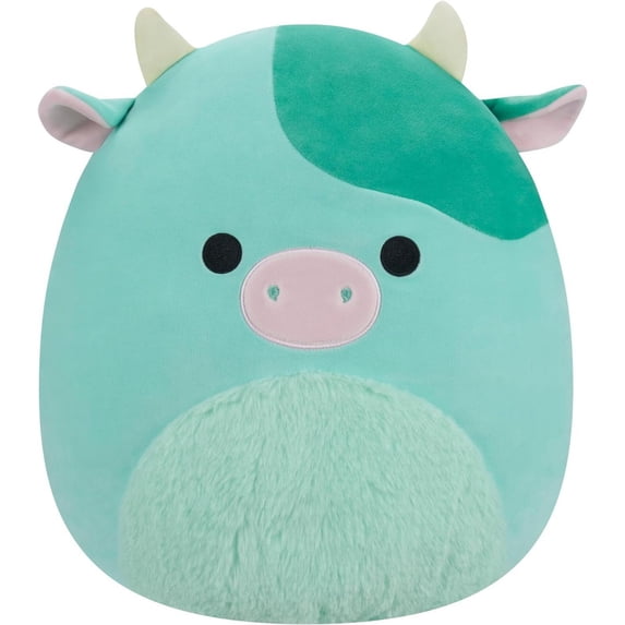 Squishmallows Big Fluffy 14-Inch Seamus Green Cow Plush with Fuzzy ...
