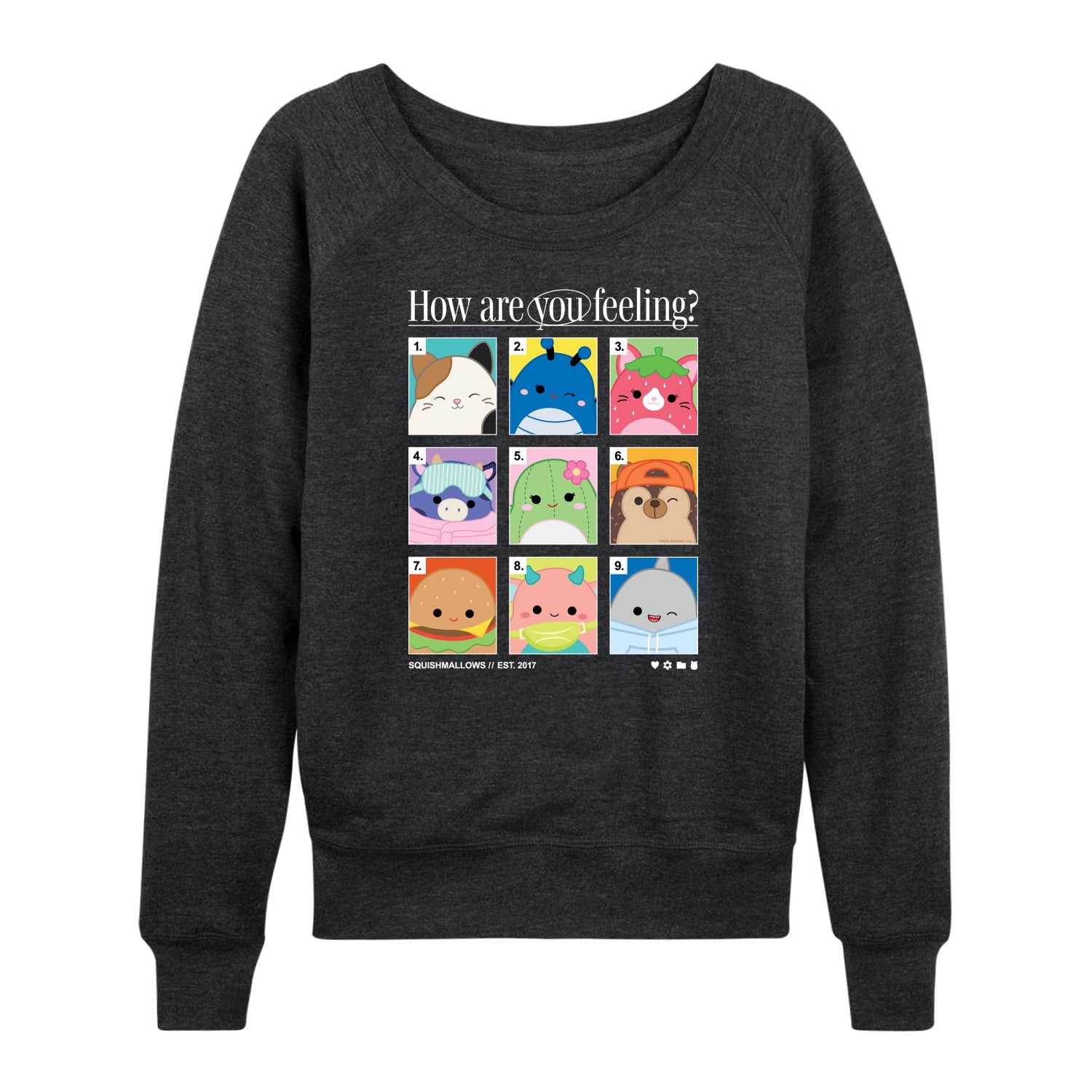 Squishmallows - Squish Mood Grid - Women's French Terry Long Sleeve ...