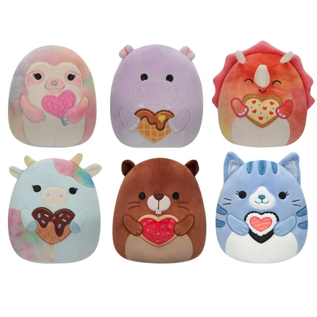 "Squishmallows Kids Valentine 5"" Set of 6 Soft & Squishy Stuffed ...