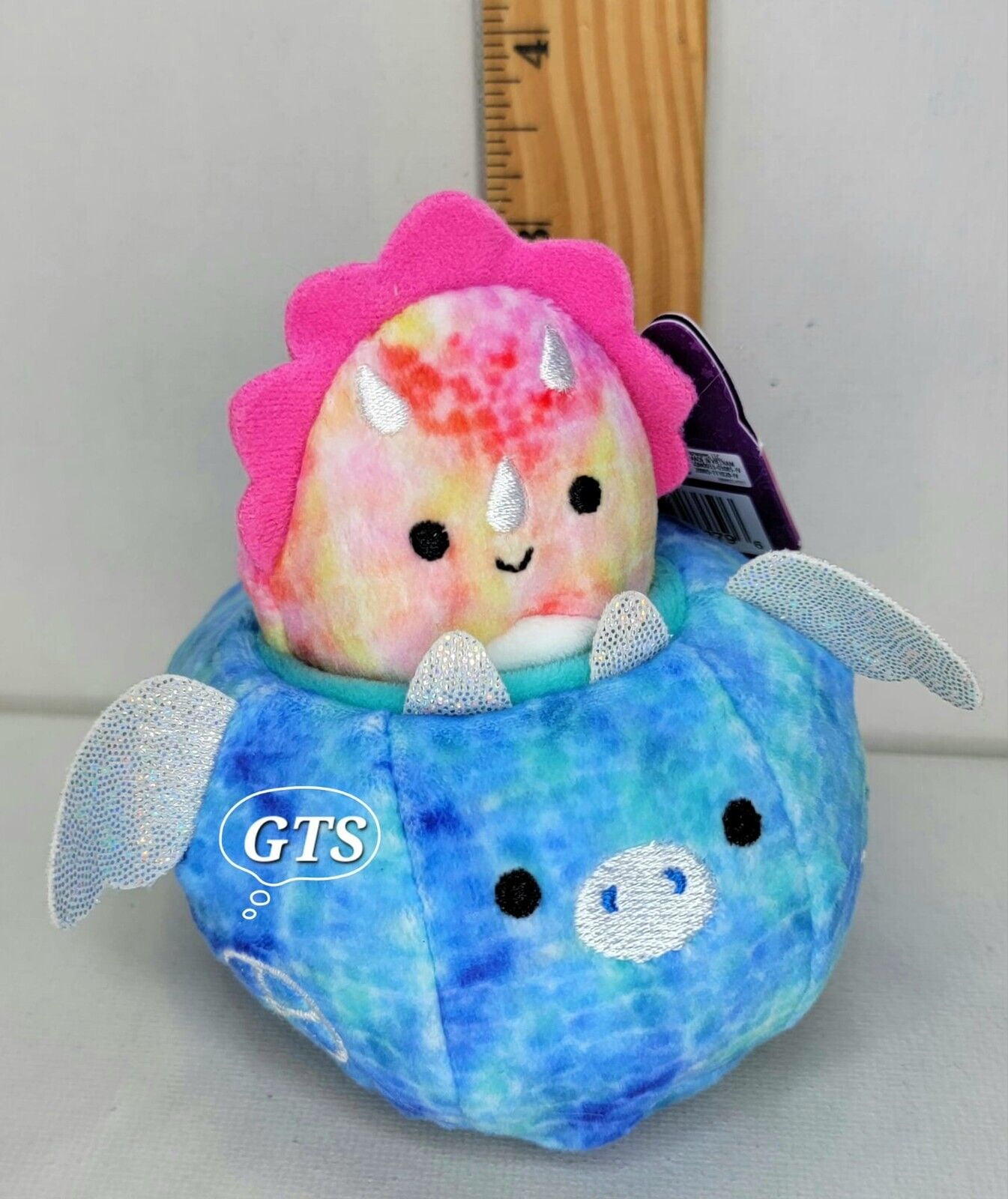 Squishville 2" Trinity Triceratops Pink Tie Dye Mini Plush Figure with ...