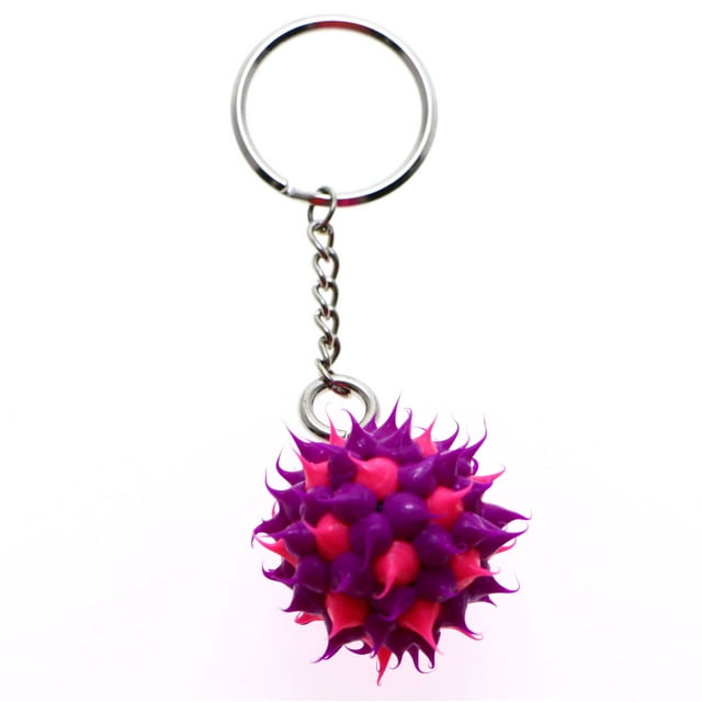 Squishy Spike Ball Black Light Sensitive Split-Ring-Keychain Purple ...