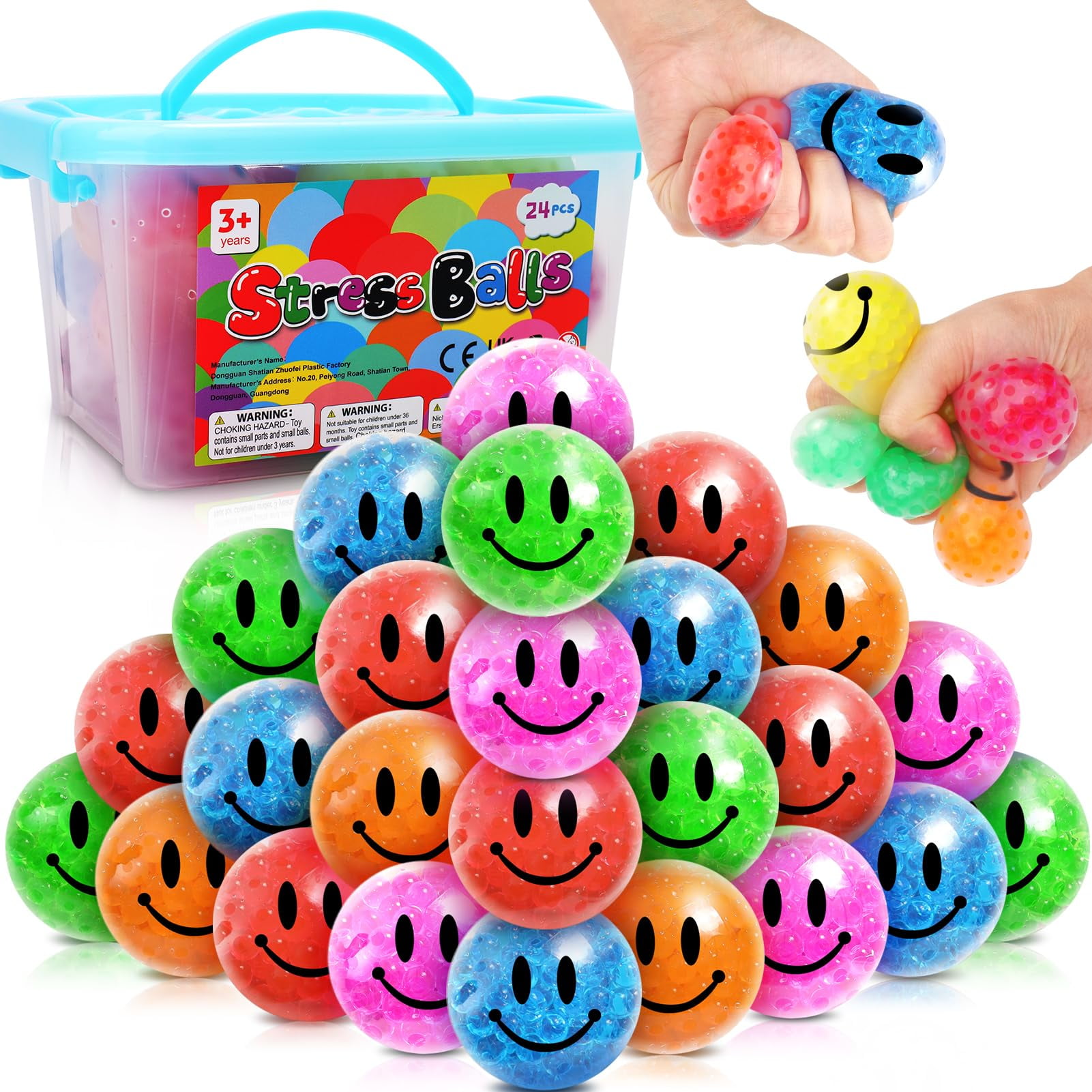 Squishy Stress Balls Fidget Toys - 24 Pack Sensory Stress Balls Bulk ...