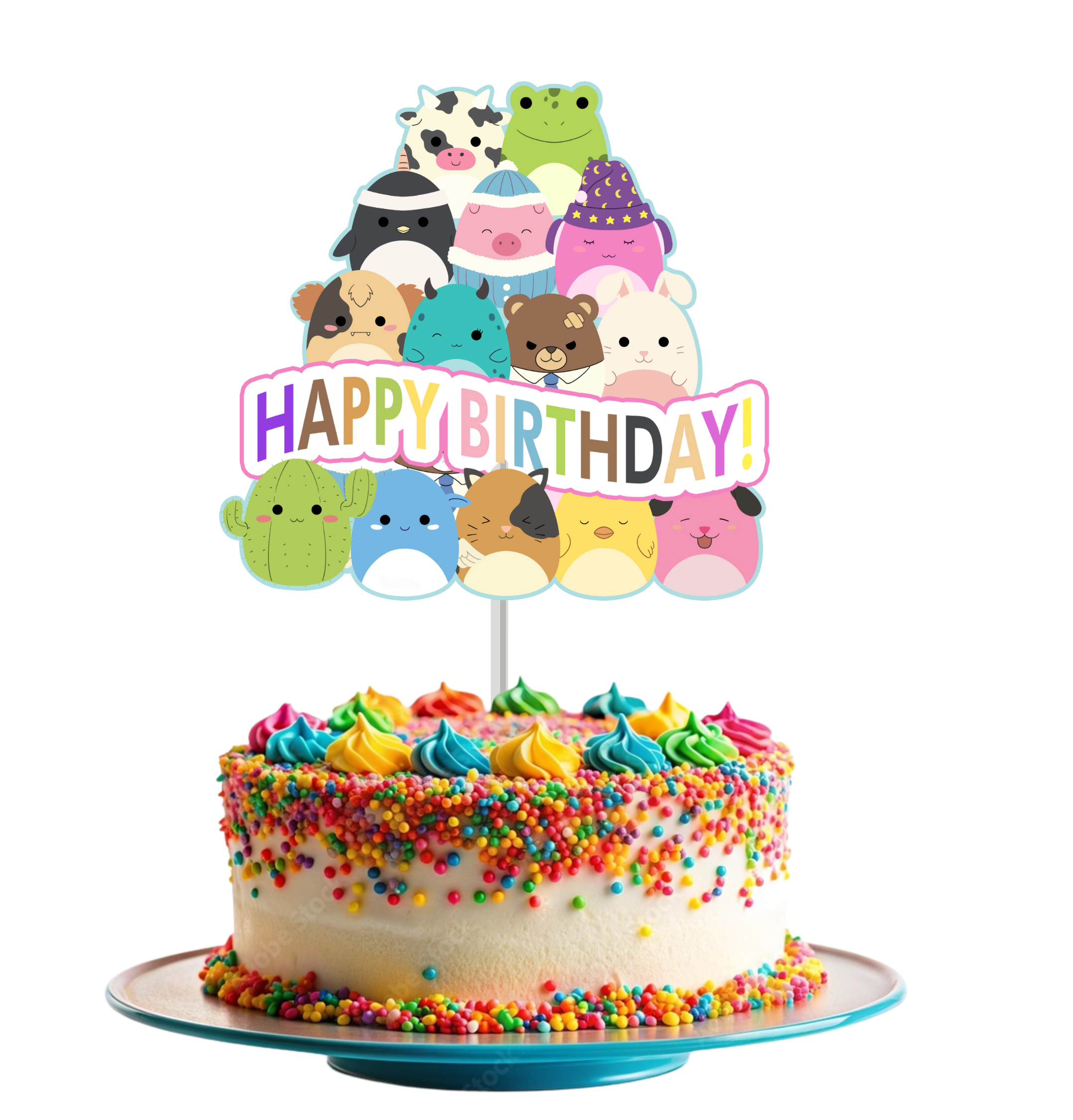 SquishyMellow Friends Birthday Cake Topper - Walmart.com