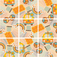 Squzzle Puzzle – Good Vibes Retro Grid Challenge | 9-Piece Screen-Free ...