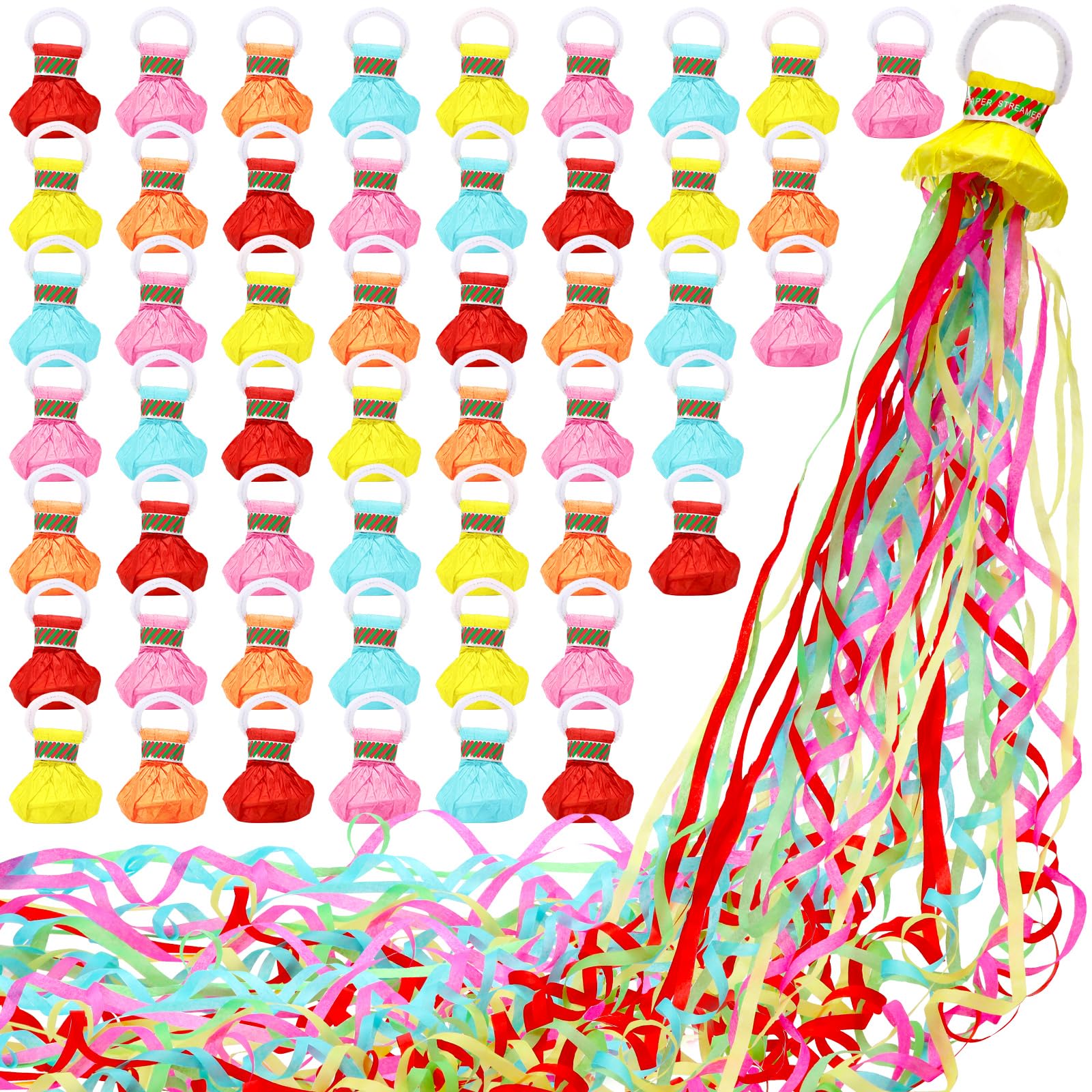 Sratte 100 Pcs Hand Throw Streamers with Colorful Ribbon No Mess ...