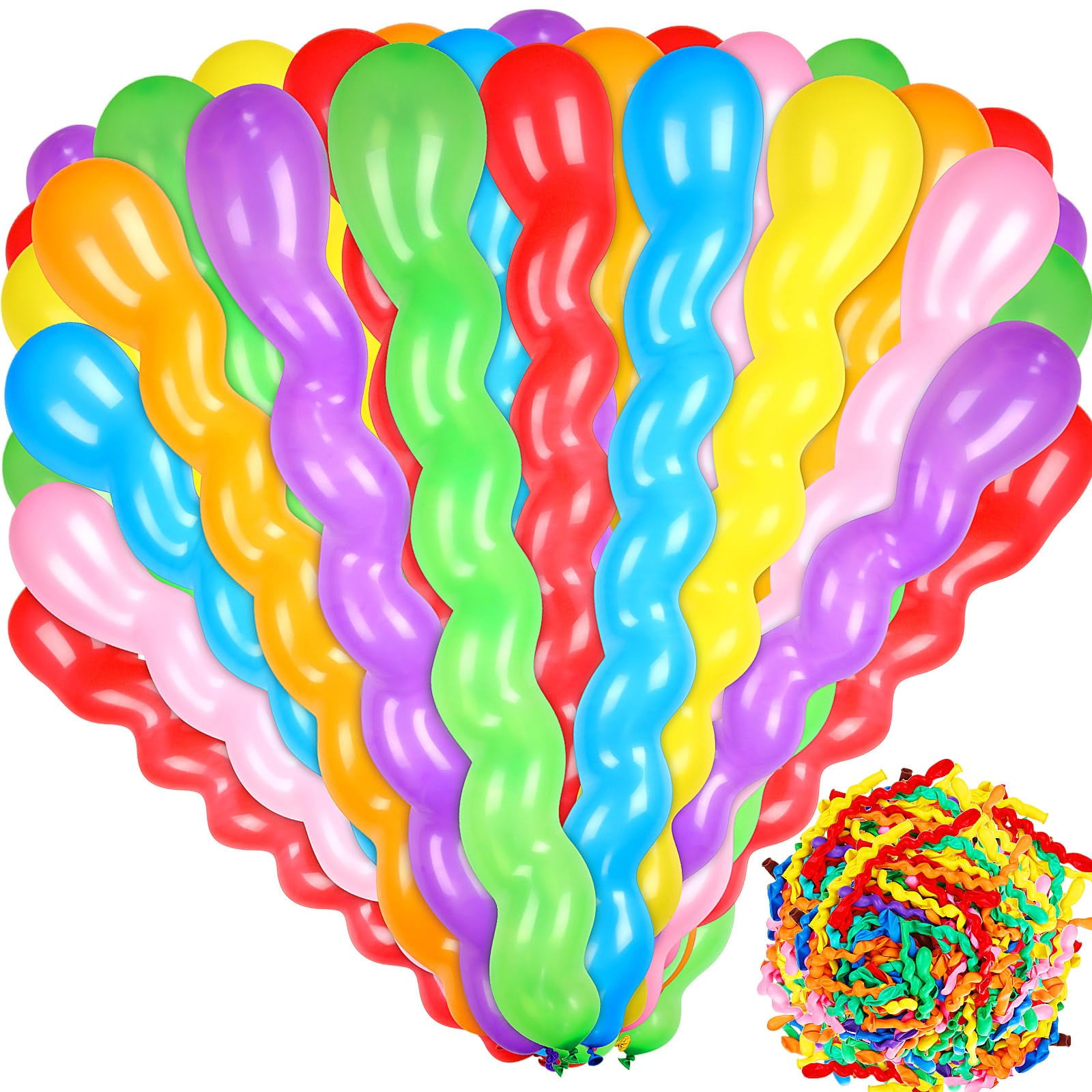 Sratte 1000 Pcs 40 MMF7 Inches Latex Spiral Balloons Assorted Colors ...