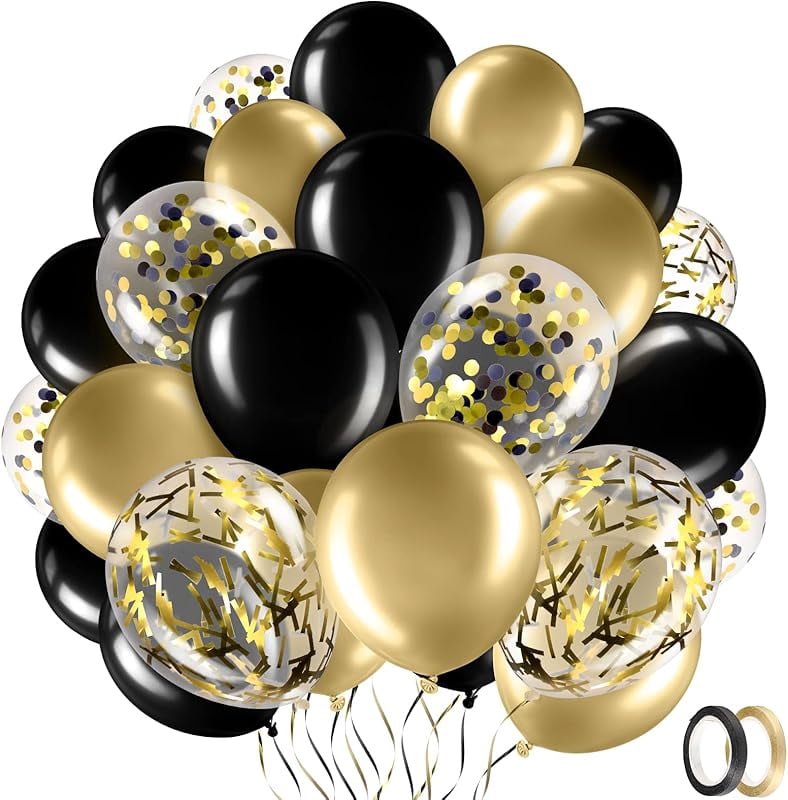 Sratte 60 Pcs 12 Inch Balloons Kit Confetti Latex Metallic Balloons ...