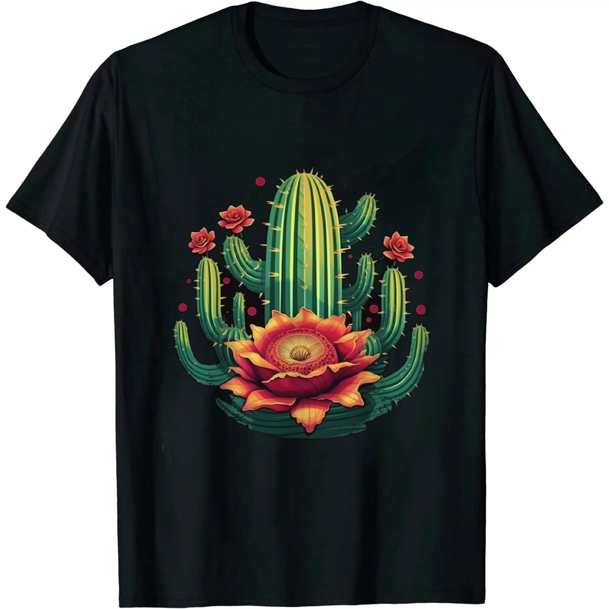 Srcnhim Mexican Cactus Shirts for Men Desert Cactus Floral Graphic Tees ...