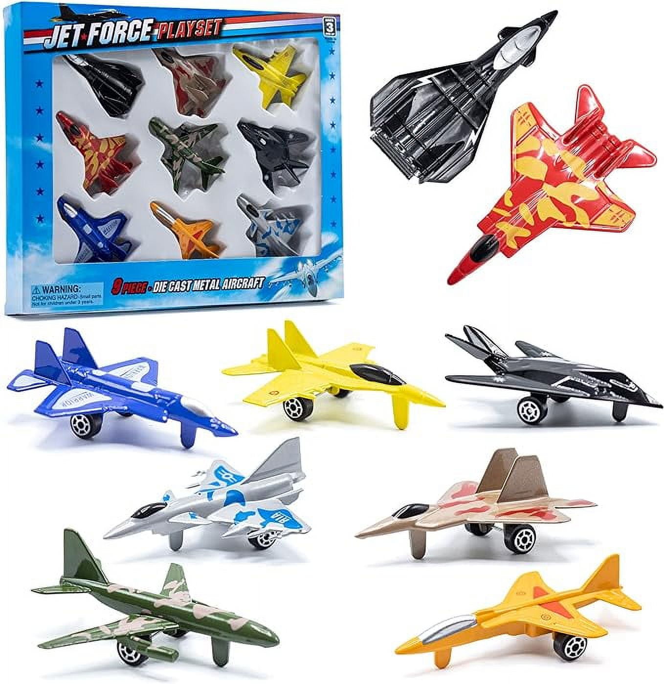 Srenta Assorted Color & Styles 9 Piece Die Cast Air Force Jet Play Set ...