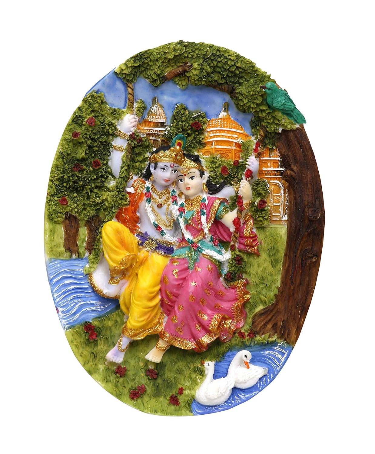Sri Krishna Culture- Hand Crafted Big Oval Shape Radha Krishna On Swing ...
