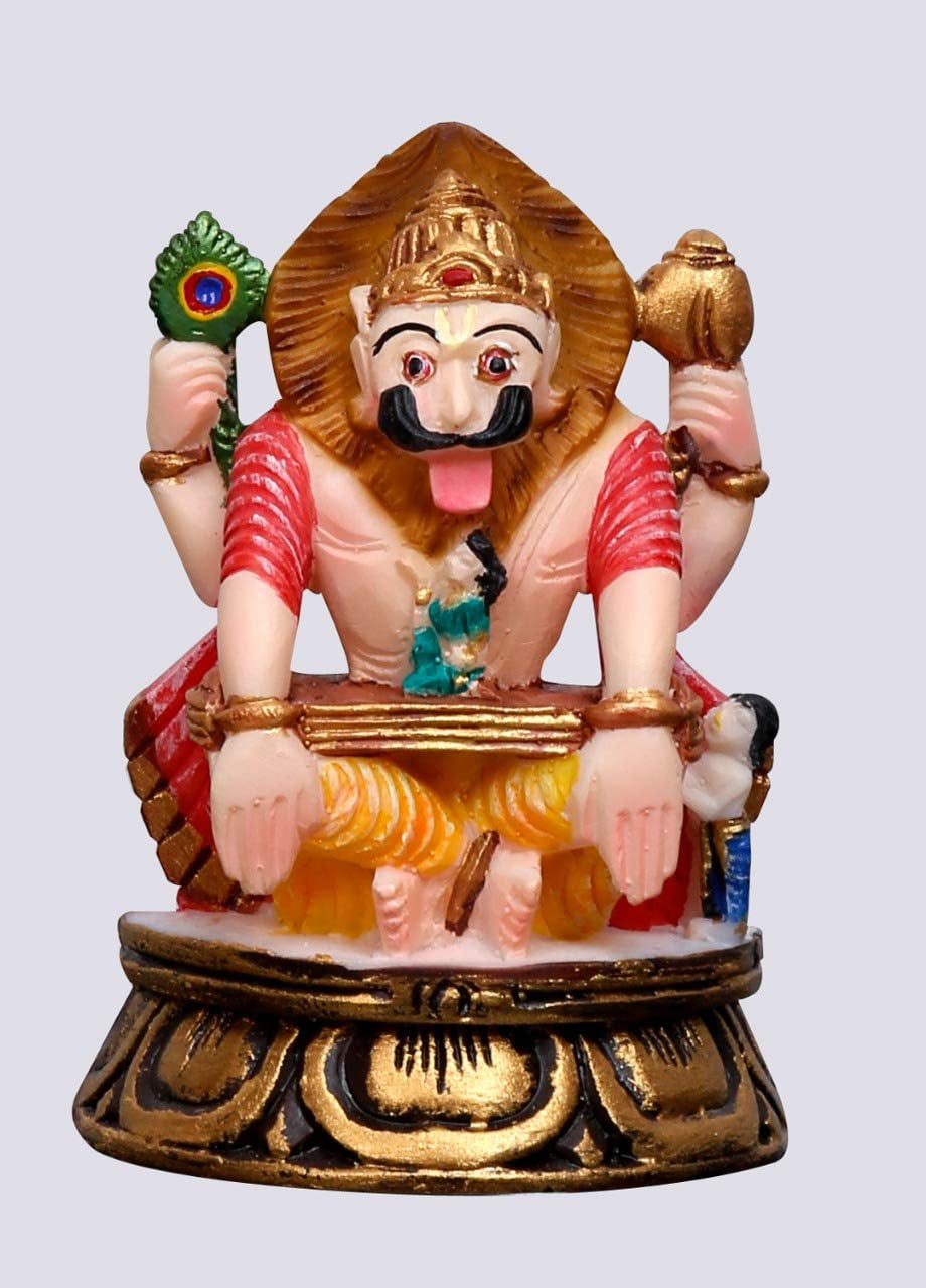 Sri Krishna Culture- Hand Crafted Medium Narsimha Deva Murti Idol On ...