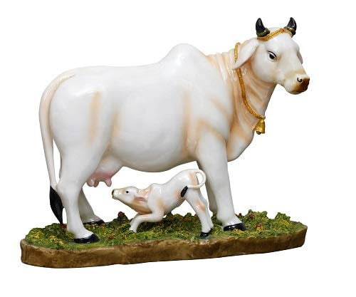 Sri Krishna Culture Hand Crafted Polyester Resin Sacred Cow Murti and ...
