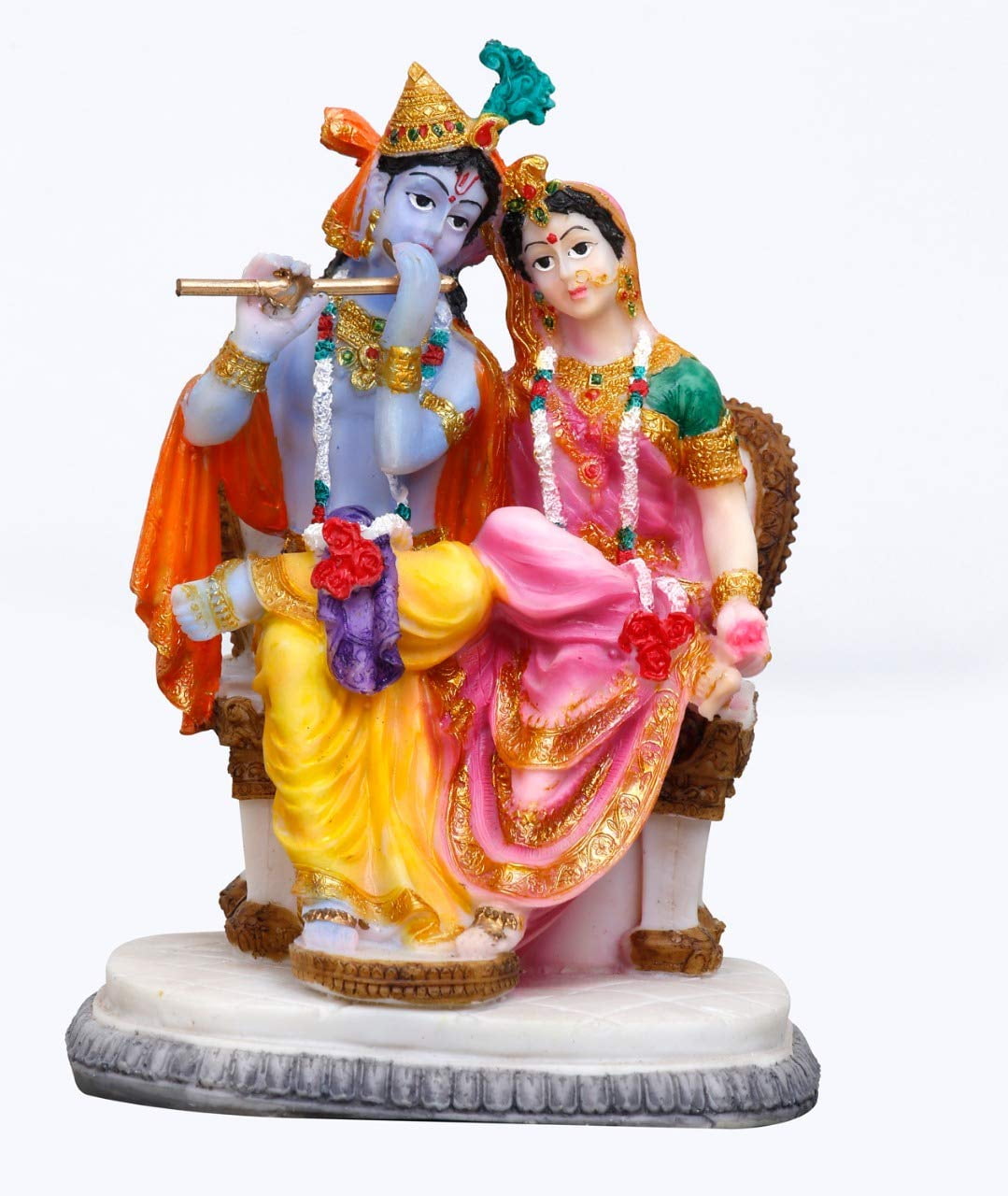 Sri Krishna Culture- Hand Crafted Regular Sitting Radha Krishna Murti ...