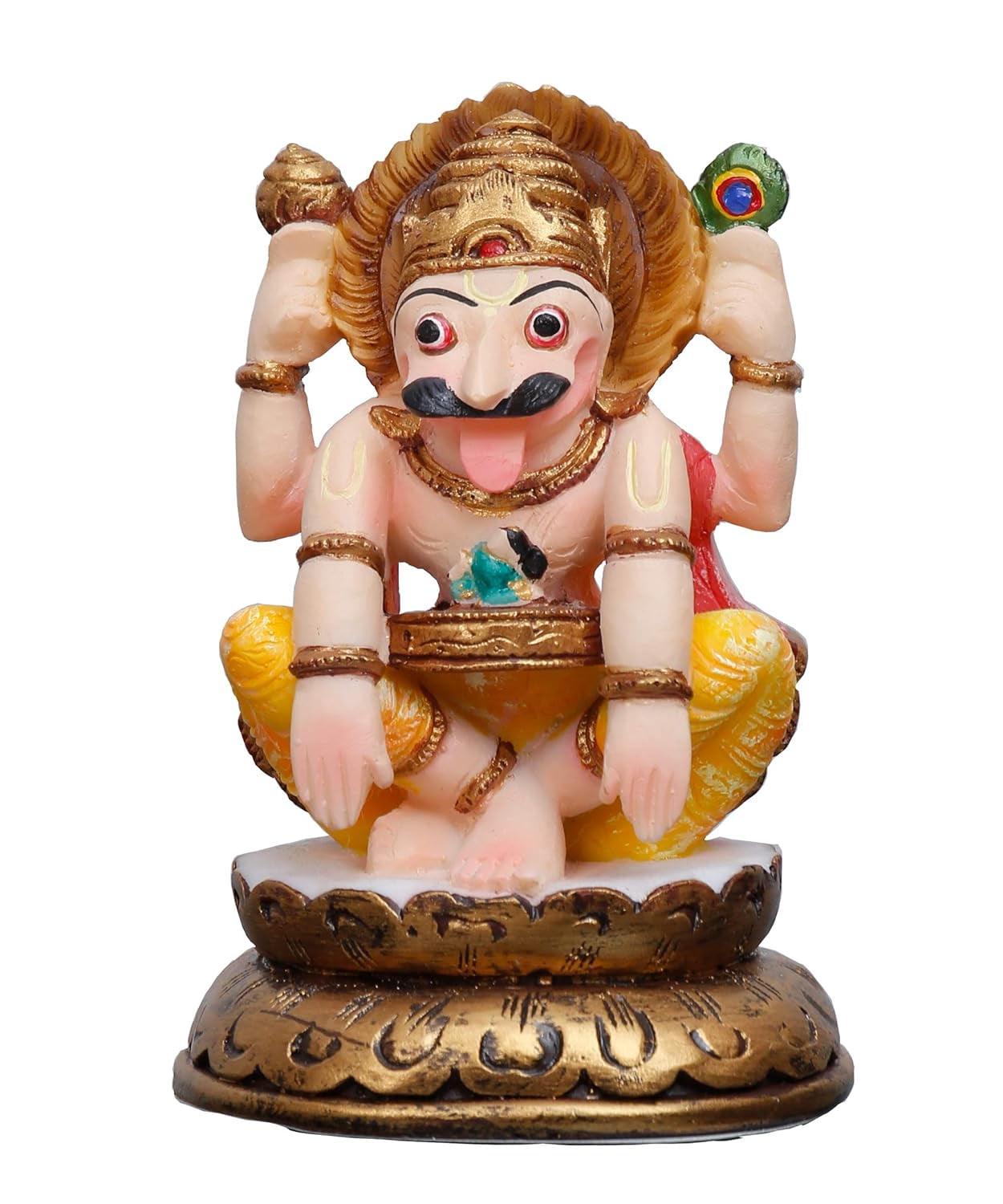 Sri Krishna Culture- Large Narsimha Deva & Laxmi Ji On Lotus Base-Hindu ...