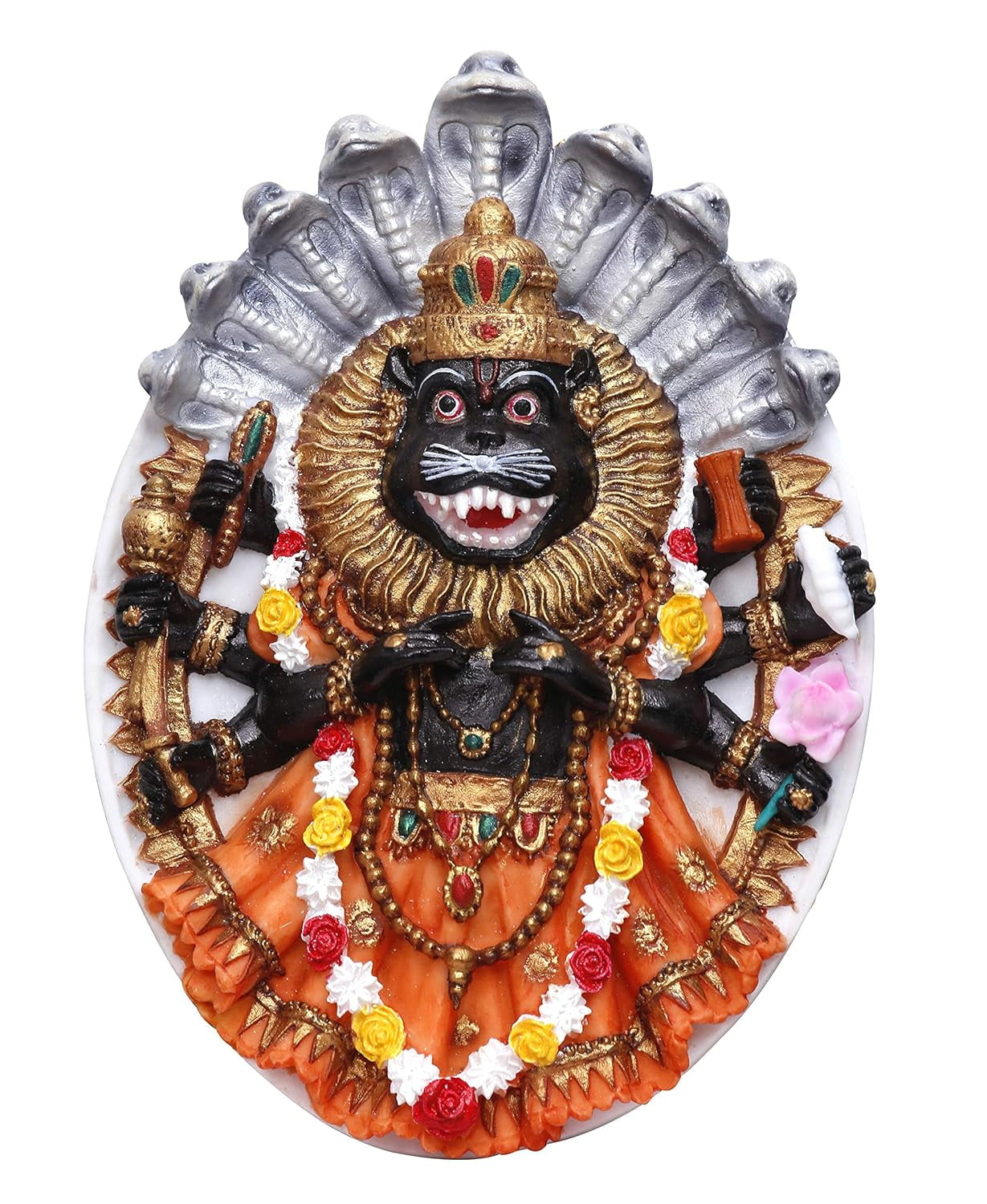 Sri Krishna Culture- Large Oval Narsimha Dev Idol-Wall Hanging-Hindu God and Goddess Idol/Statue ...