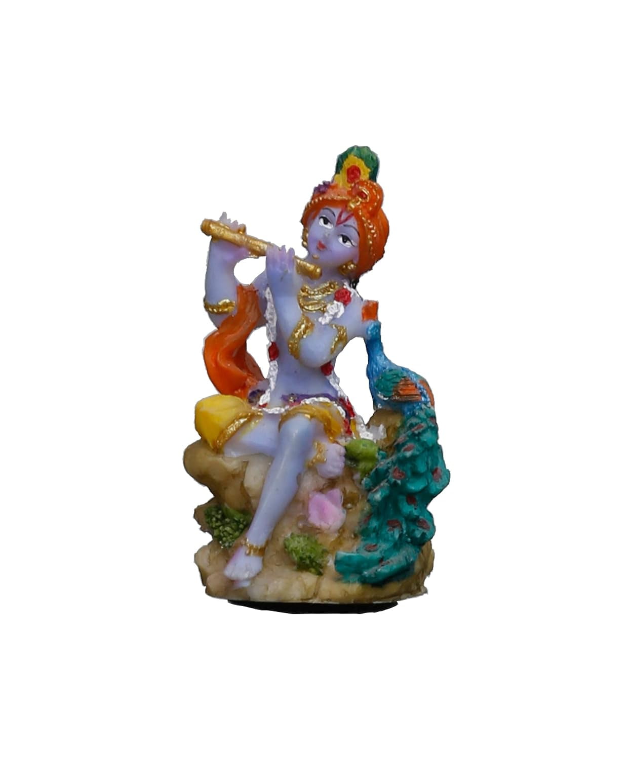 Sri Krishna Culture- Mini Krishna with Flute and Peacock for Car-Hindu ...